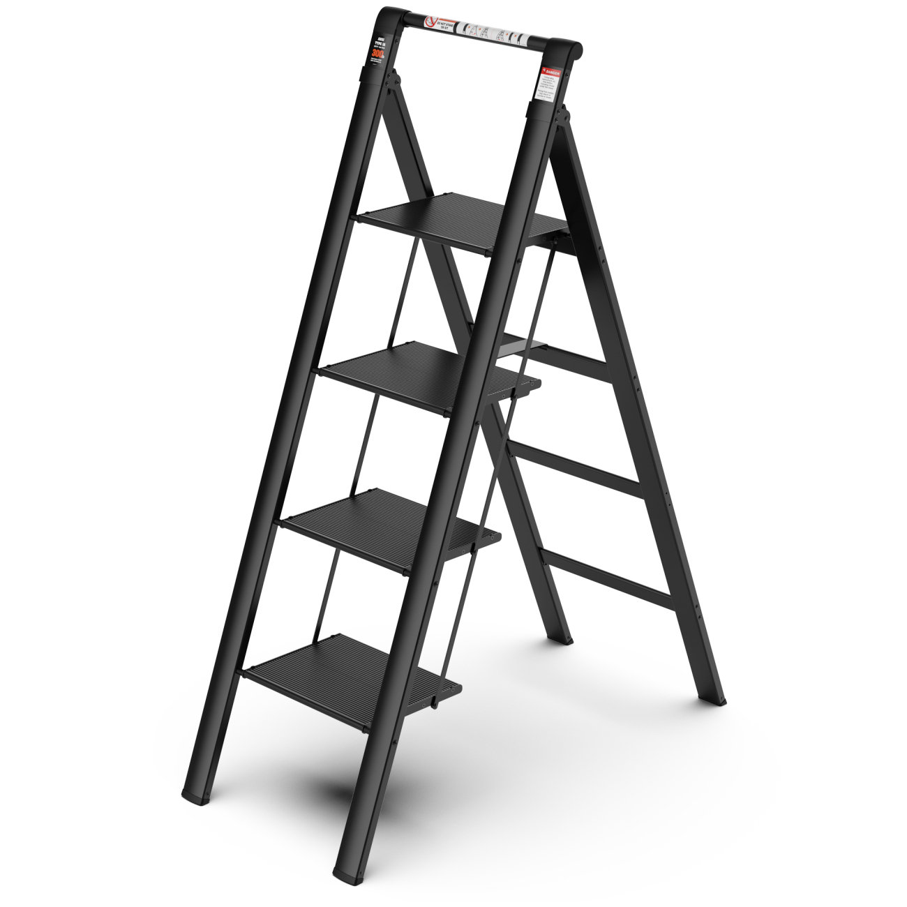 Latitude Run® 4 Step Ladder, Retractable Handgrip Folding Step Stool ...