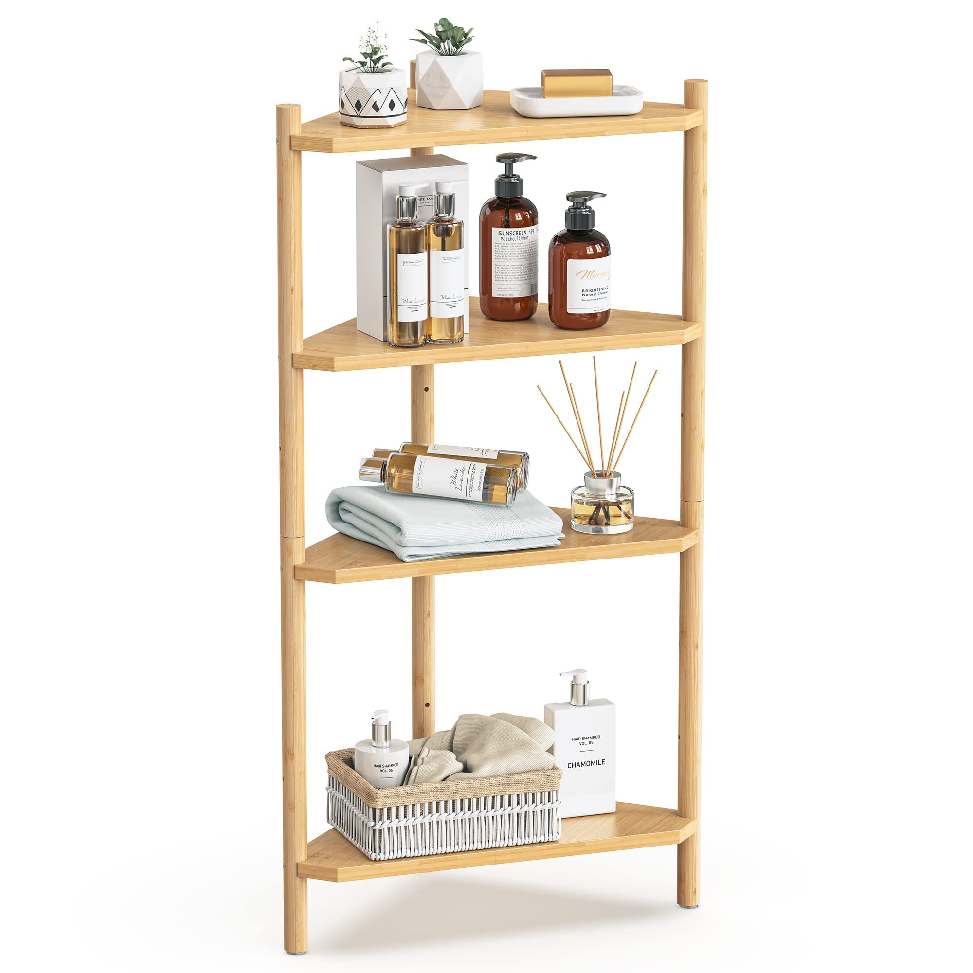 Latitude Run® 4 Tier Stackable Shower Corner Shelves, Corner Storage ...