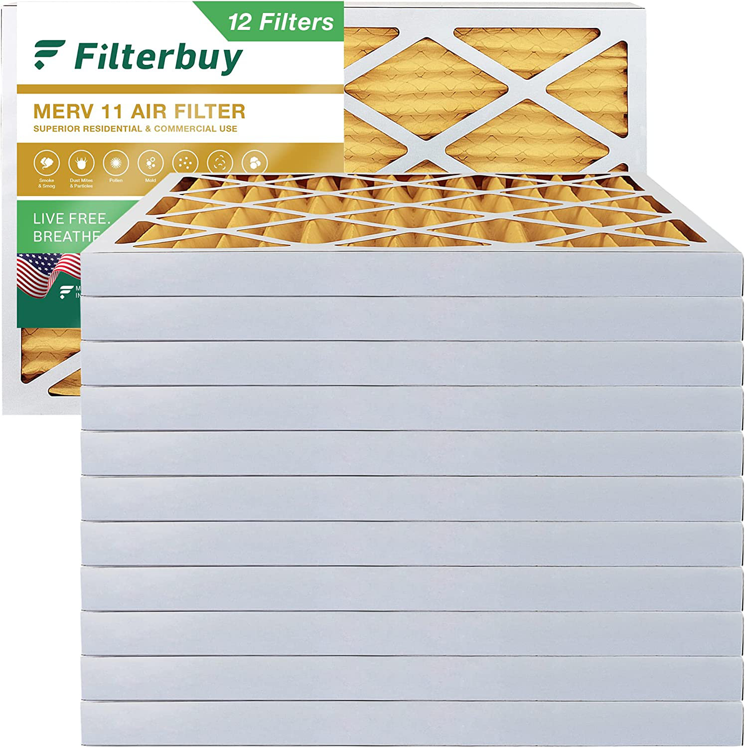Filterbuy 14x25x2 Air Filter MERV 11, Pleated HVAC AC Furnace Filters ...
