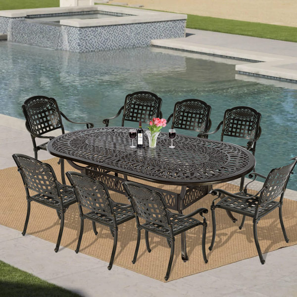 VIVIJASON 8 - Person Oval Outdoor Dining Set & Reviews - Wayfair Canada