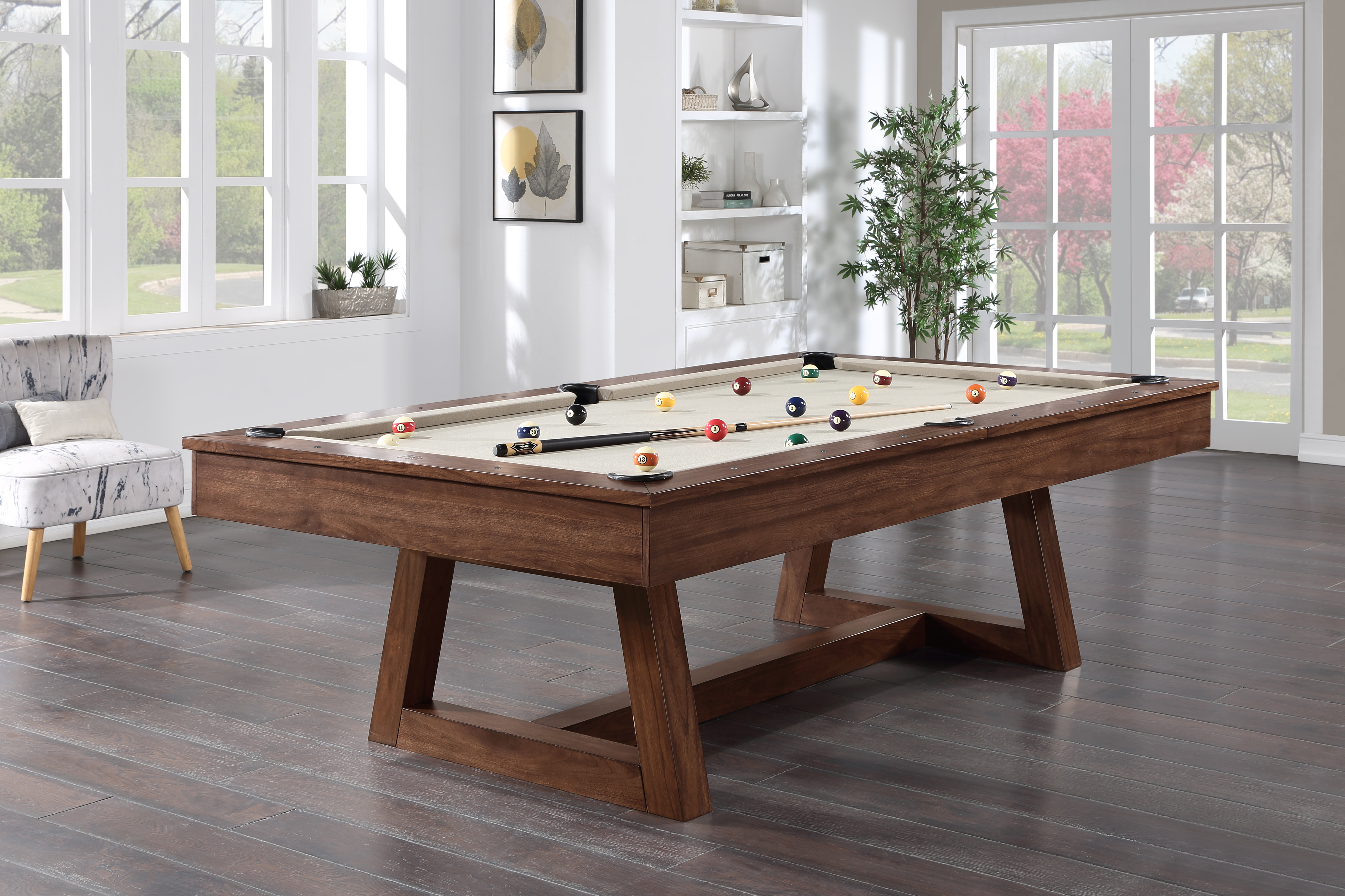 HB Home 8' Aiden Pool Table-Modern Farmhouse Design-Includes ...