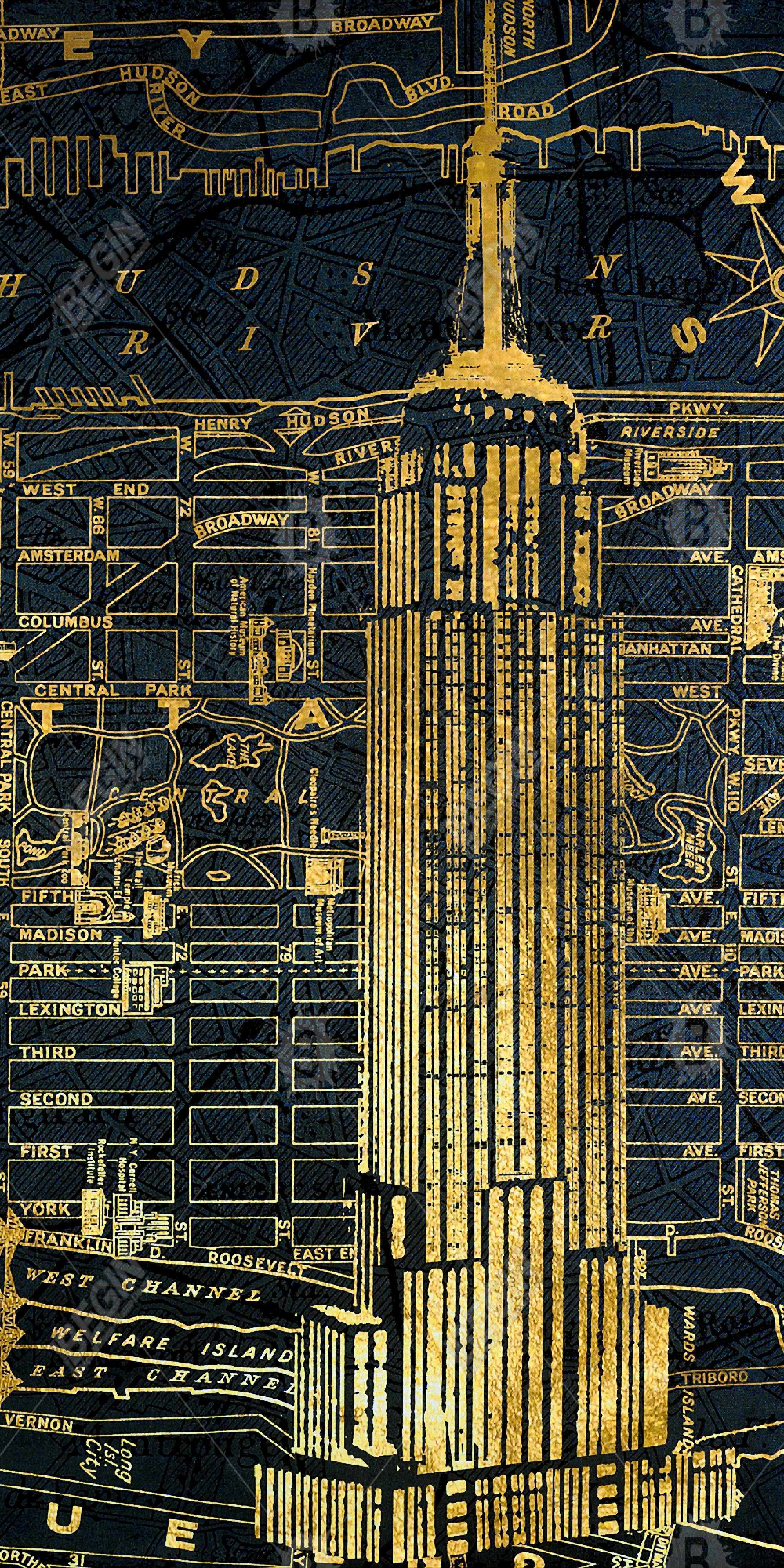 Begin Edition International Inc. Gold city blue print - 15.75"x31.50 ...
