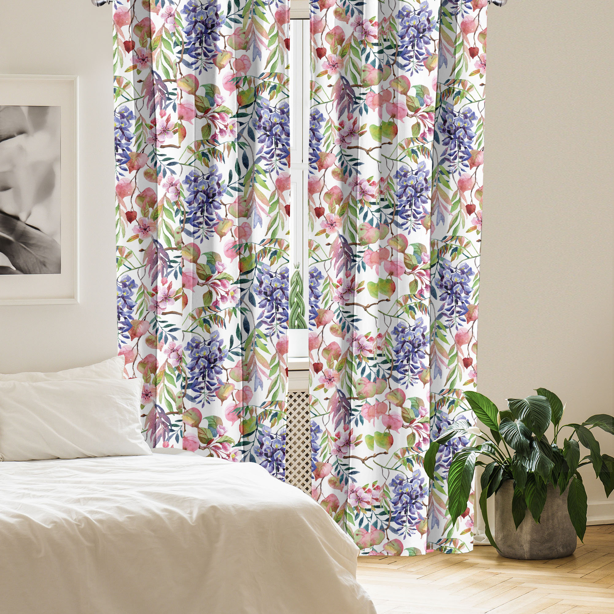 East Urban Home Jungle Leaves Curtains Leafy Twigs Wisteria Pair of ...