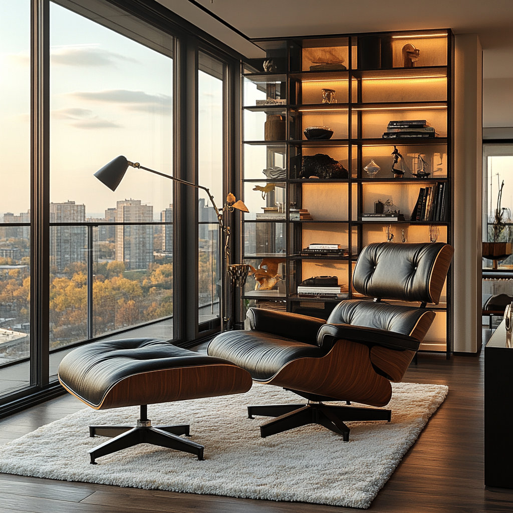 Corrigan Studio® Contemporary Swivel Lounge Chair With Genuine Leather ...