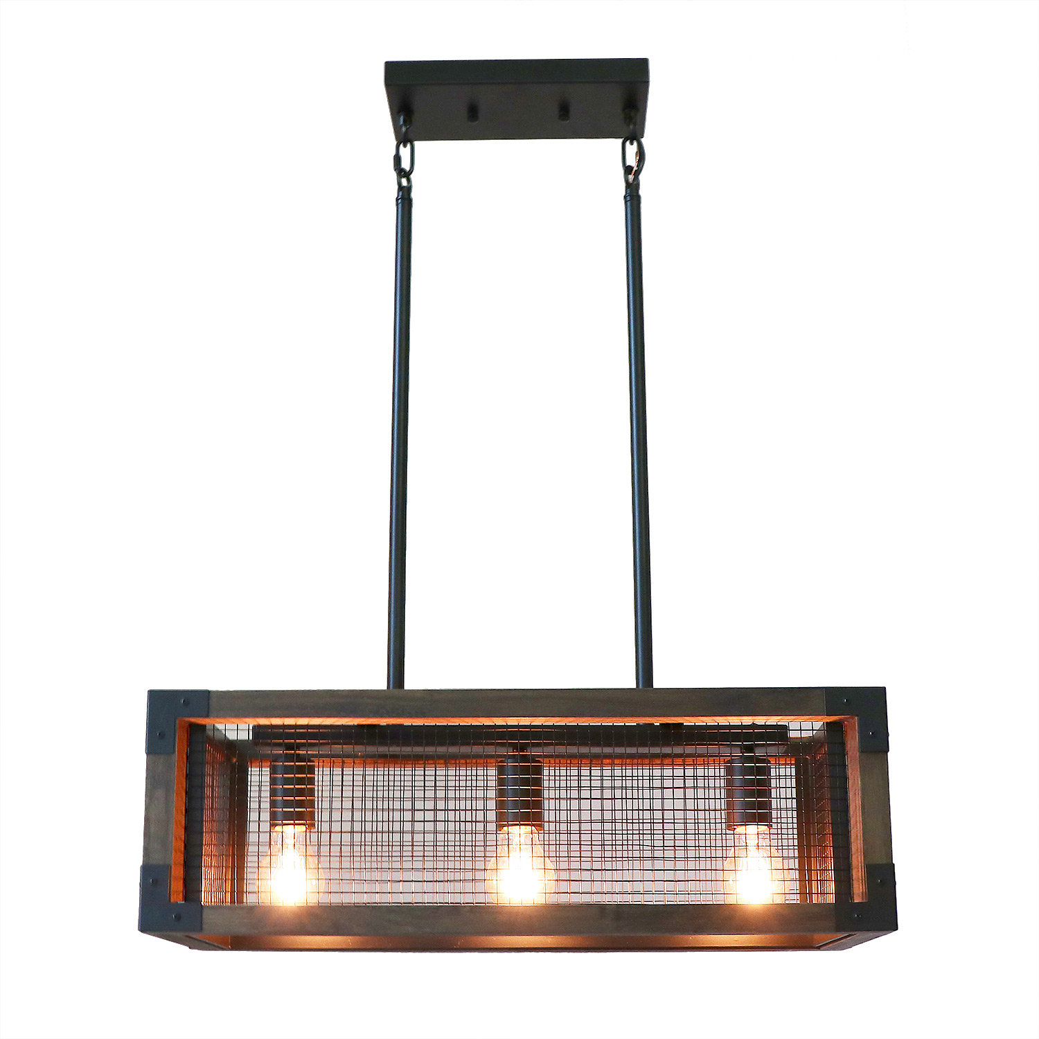 Gracie Oaks Rustic Rectangle Chandelier Kitchen Island FixtureFarmhouse ...