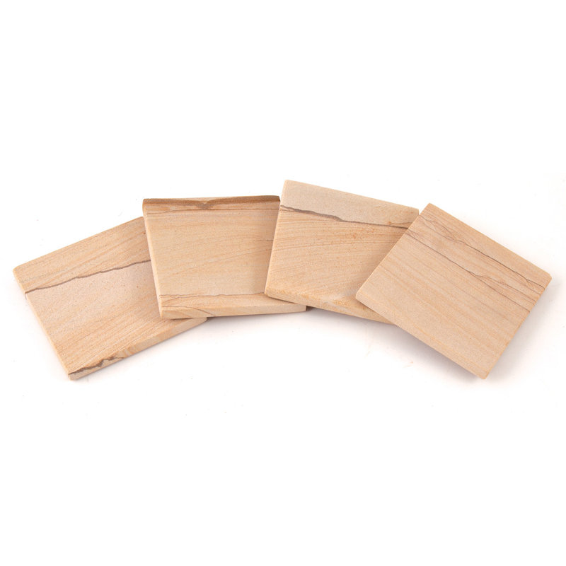 Ebern Designs Thirstystone Natural Sandstone Square Coaster Set ...