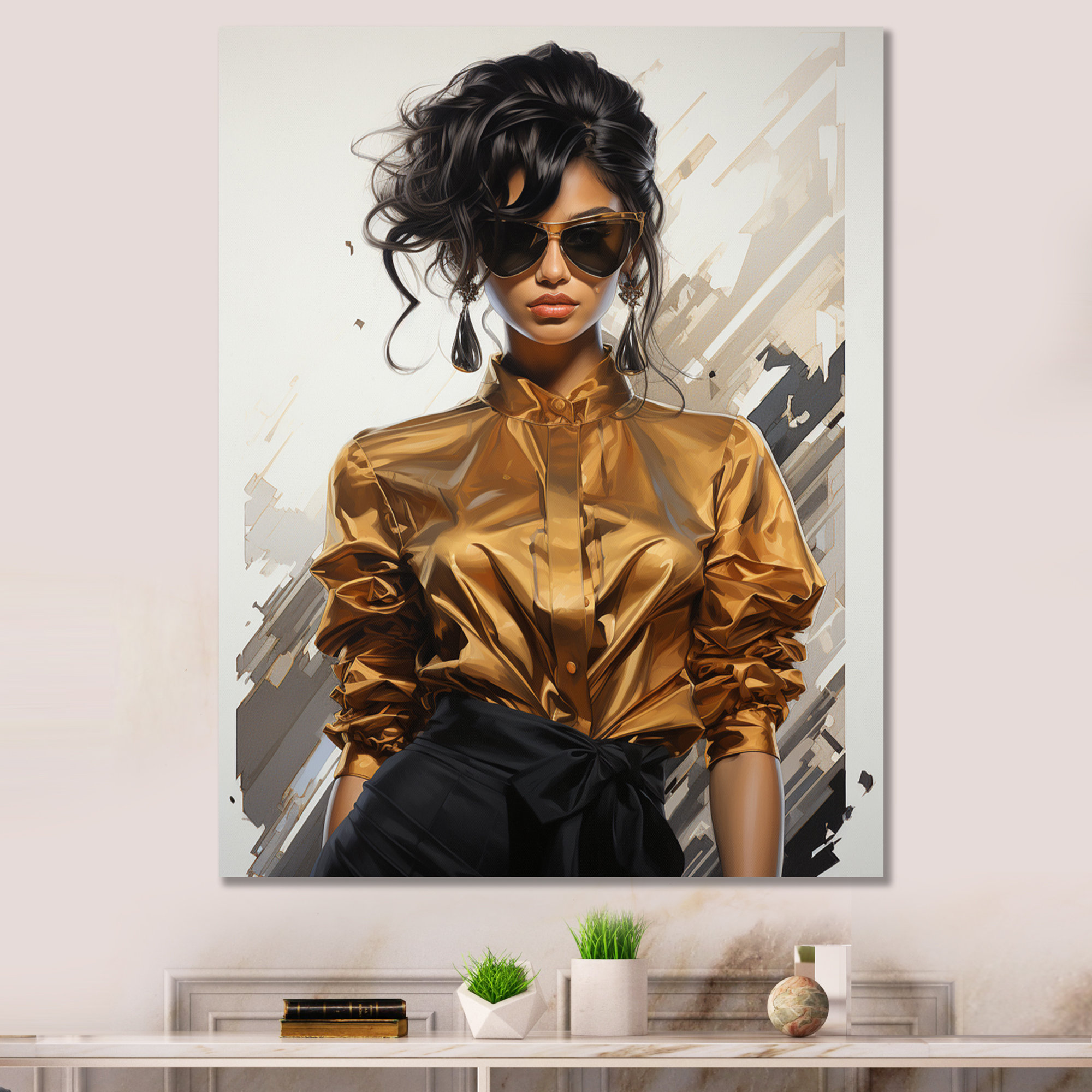 Mercer41 High Fashion Model In Black And Gold - Fashion Woman Canvas ...