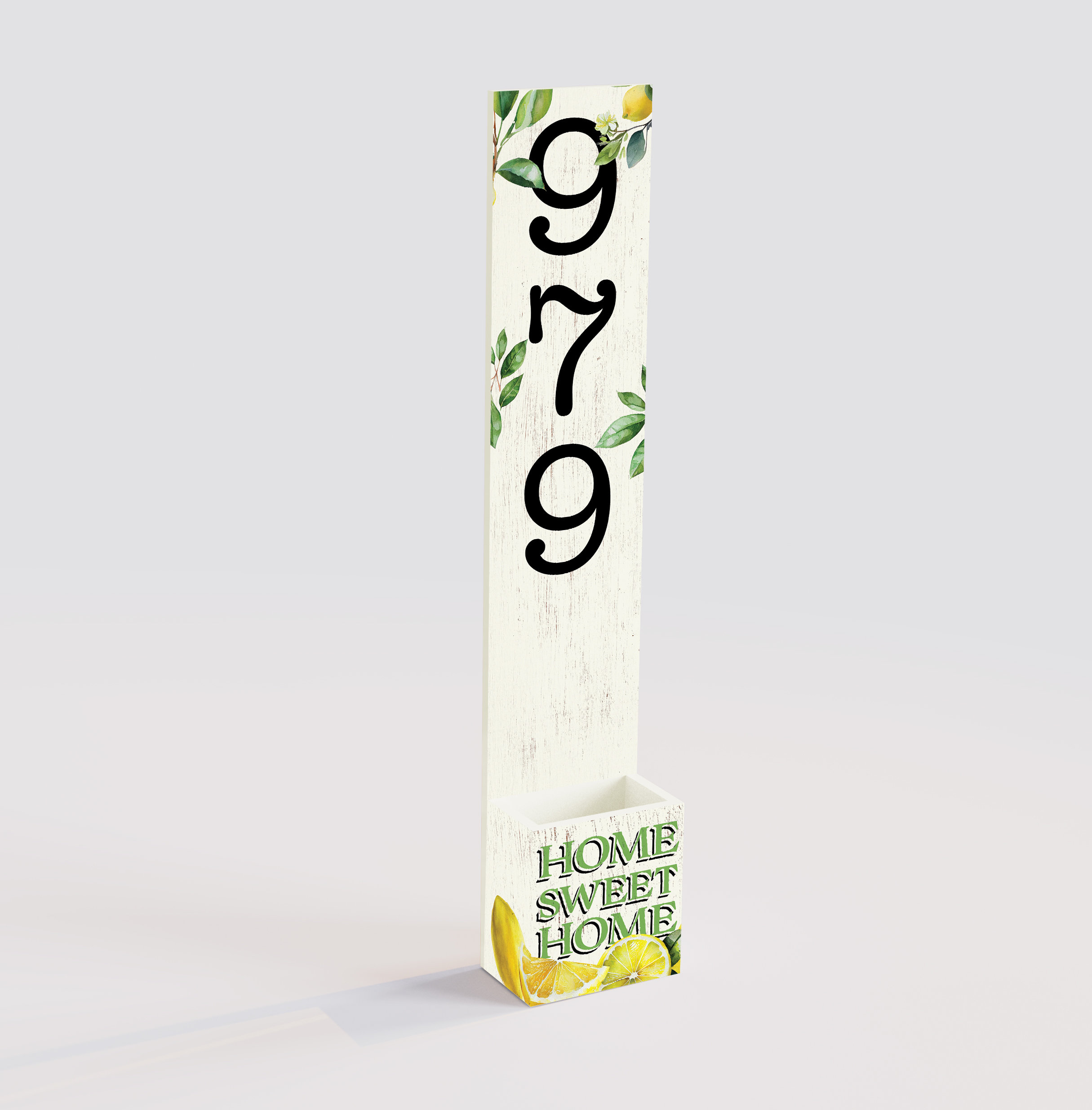 Trinx Summer Lemon Wooden Address Number Planter Sign for Front Door ...