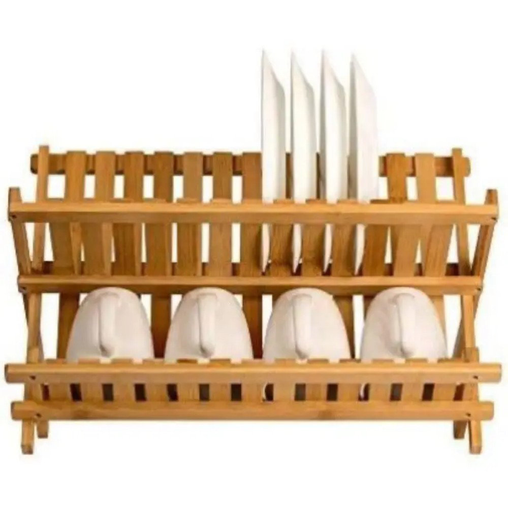 LinsCraft Drying Rack - 2 Tier Dish Drainer - Collapsible Compact Plate ...