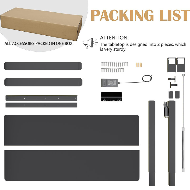 Inbox Zero Leshae Adjustable Height Standing Desk for Home Office ...