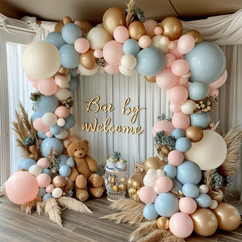 Dakota Fields Kaeon Dusty Pink and Blue Balloons Chrome Gold Sand White ...