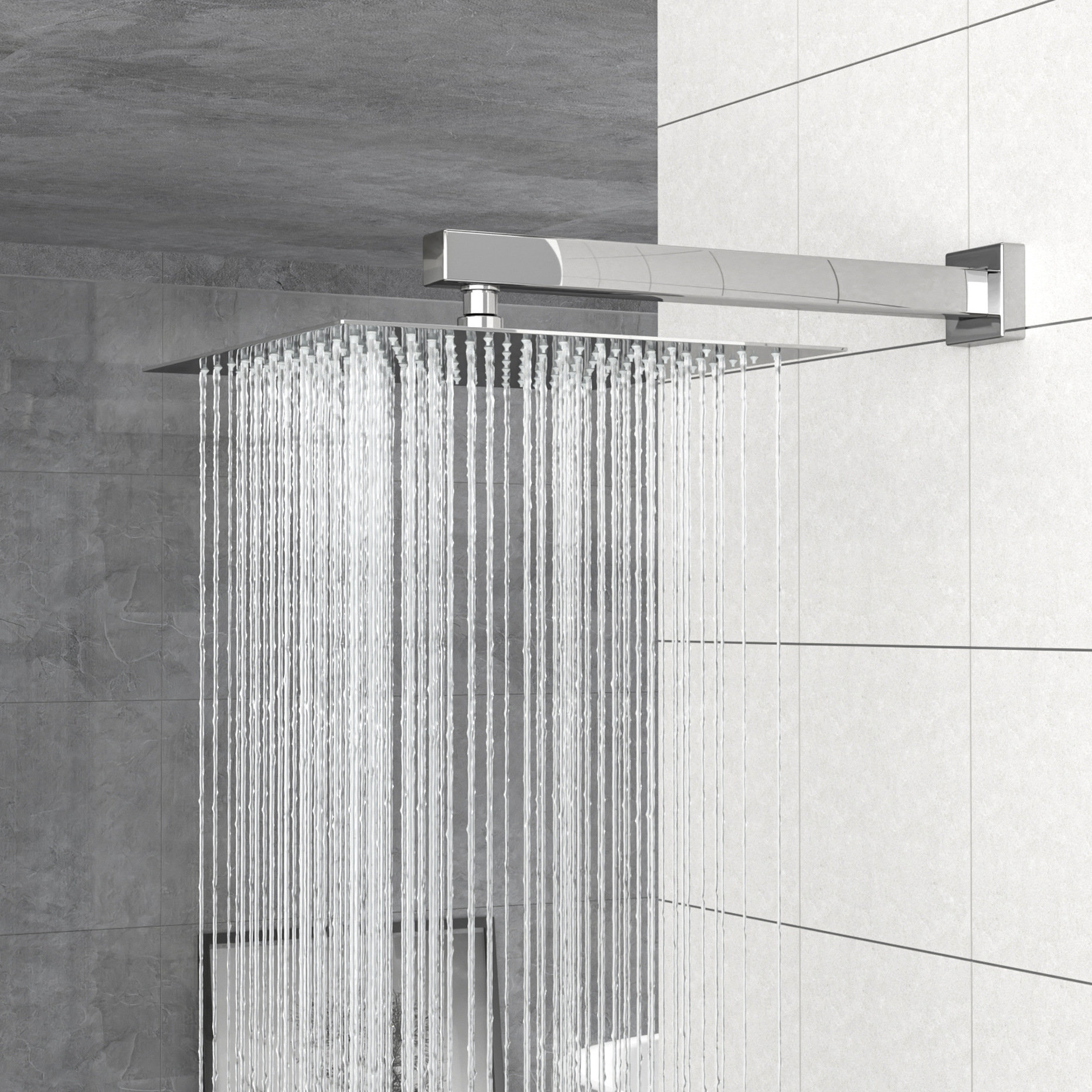Wovilo Square Dual Shower Head Kit - 10 Inch Wall Mounted With Nozzle ...
