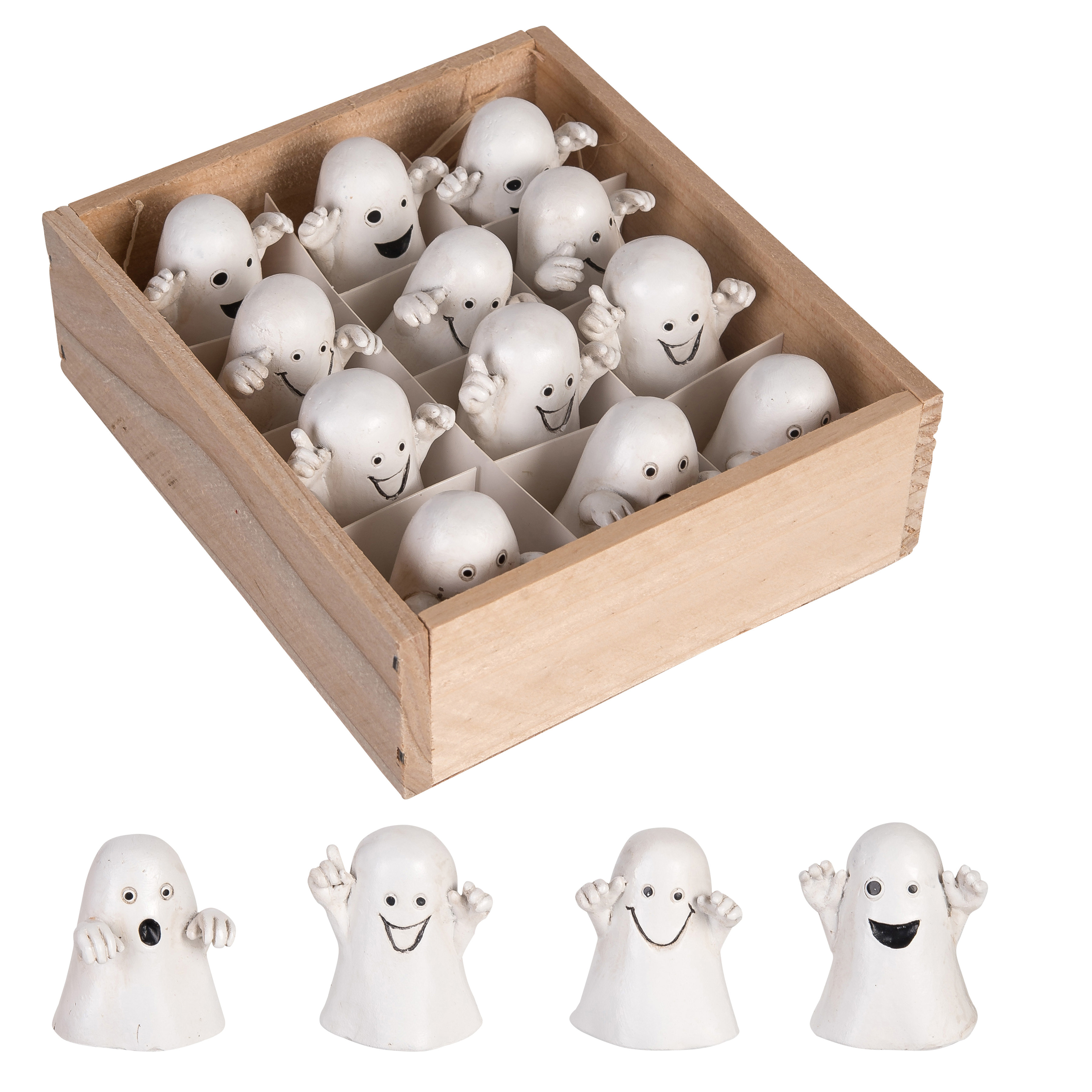 The Holiday Aisle® Resin 1.75 in. Off-White Halloween Ghosts In Box Set ...
