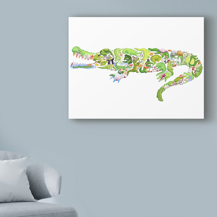 The Holiday Aisle® Crocodile Collage On Canvas by Louise Tate Print ...