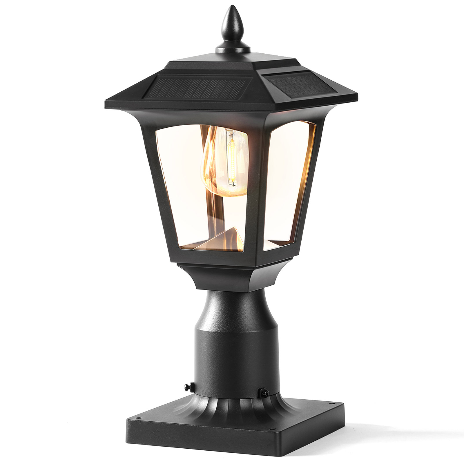 PASAMIC Solar Post Light 1-Pack, Waterproof Aluminum Base for Fence ...