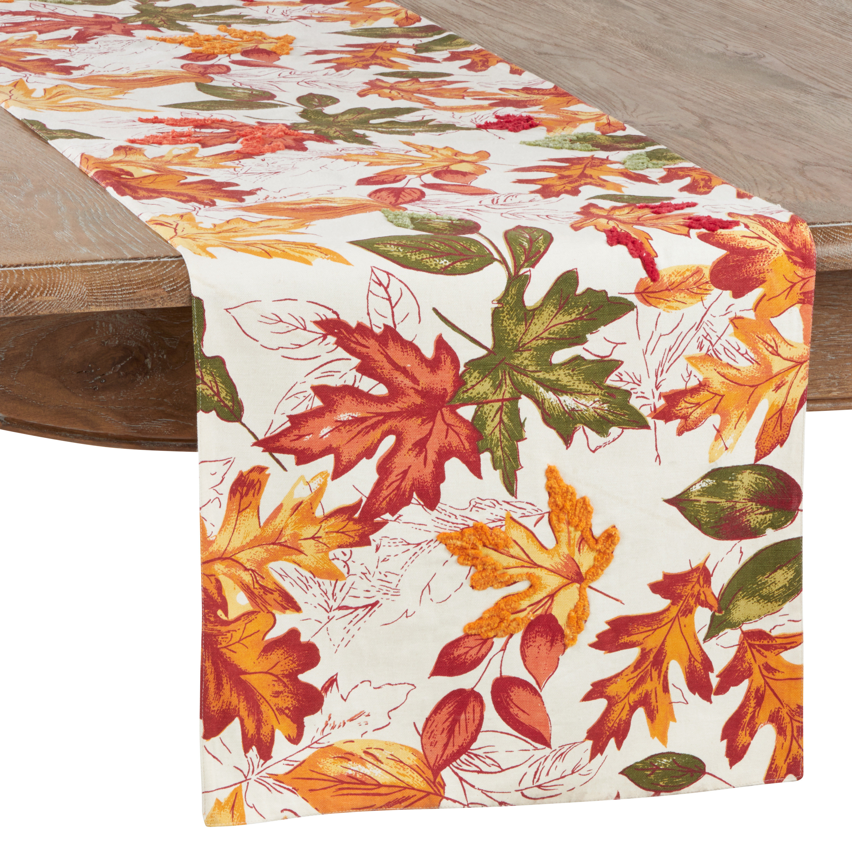August Grove® Tyree Embroidered Leaves Autumn Table Runner | Wayfair