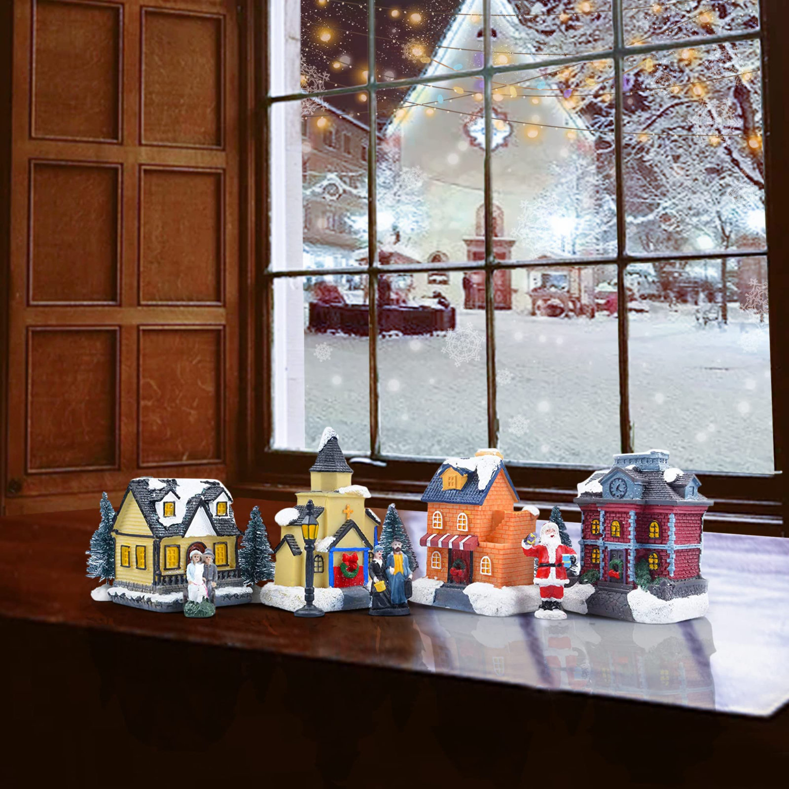 The Holiday Aisle® LED Lighted Christmas Village Houses with Figurines ...