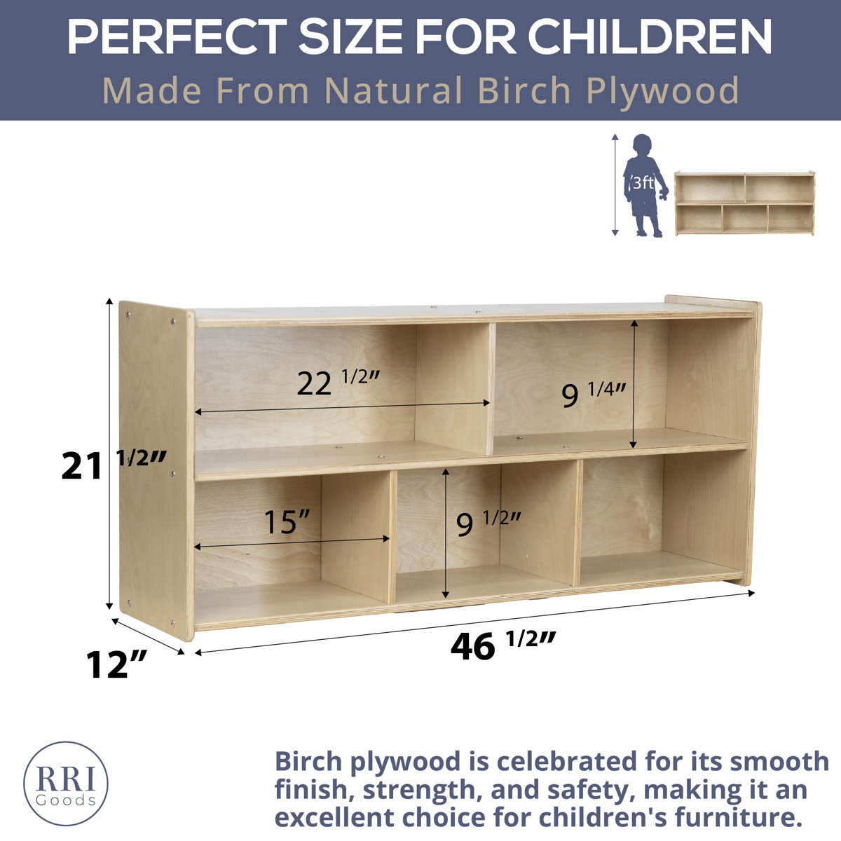 RRI Goods 5 Cubby Versatile Single Storage Unit, Birch Plywood Full ...
