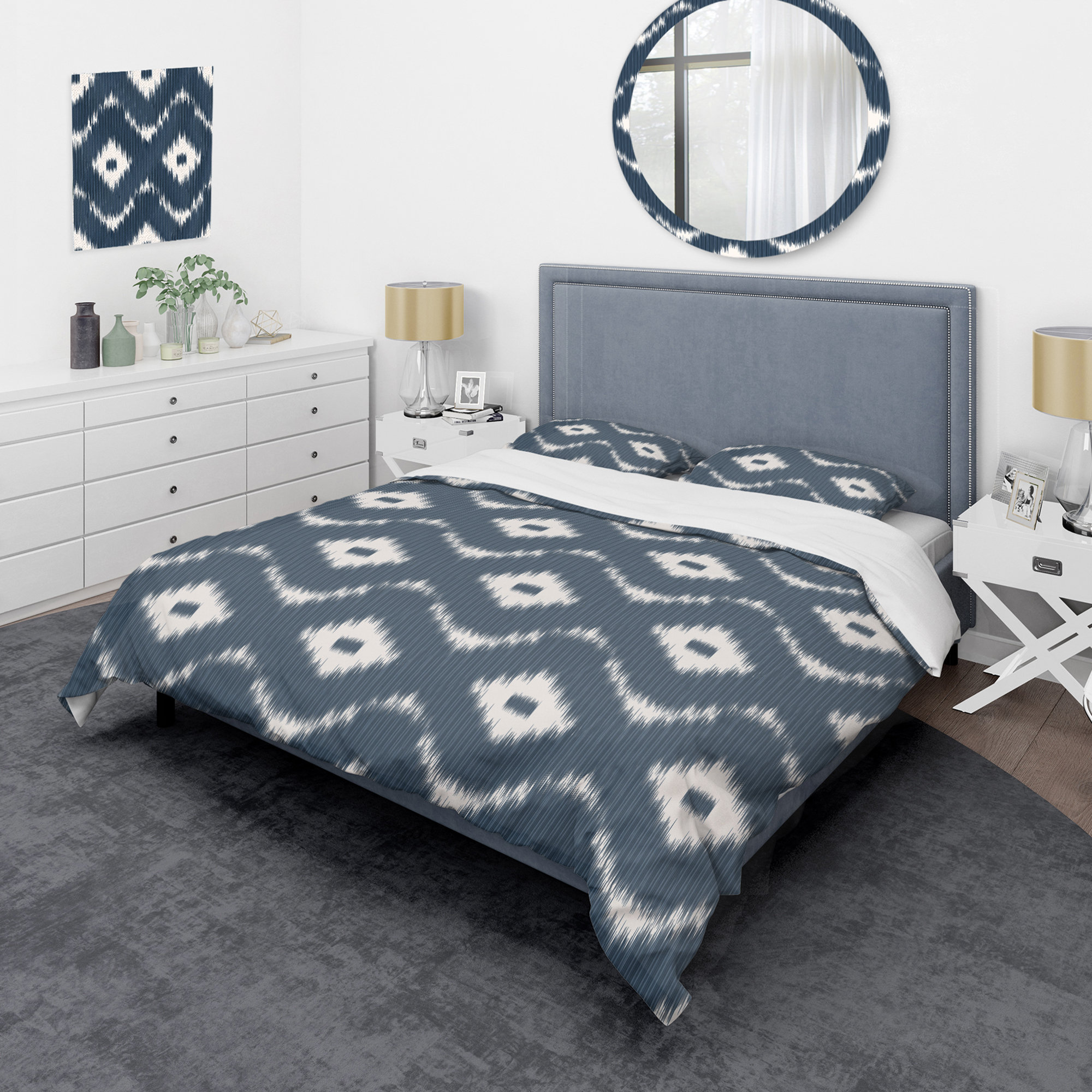 Design Art Blue And White Pattern - Patterned Duvet Cover Set | Wayfair