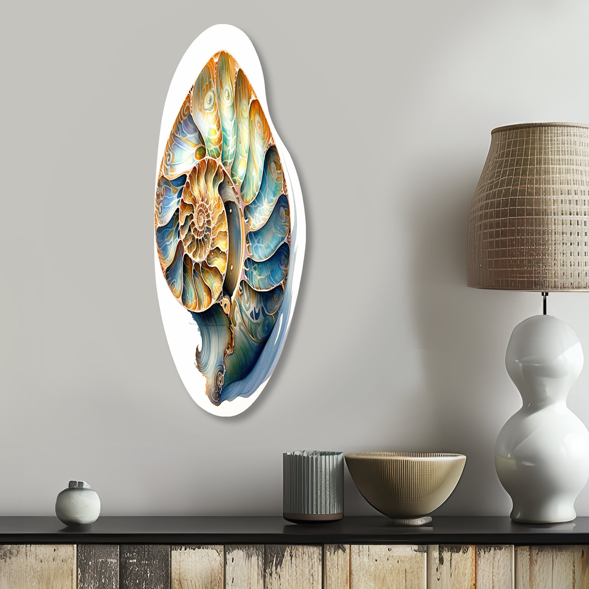 Design Art Seashell Symphony I - Coastal Curved Shape Metal Wall ...