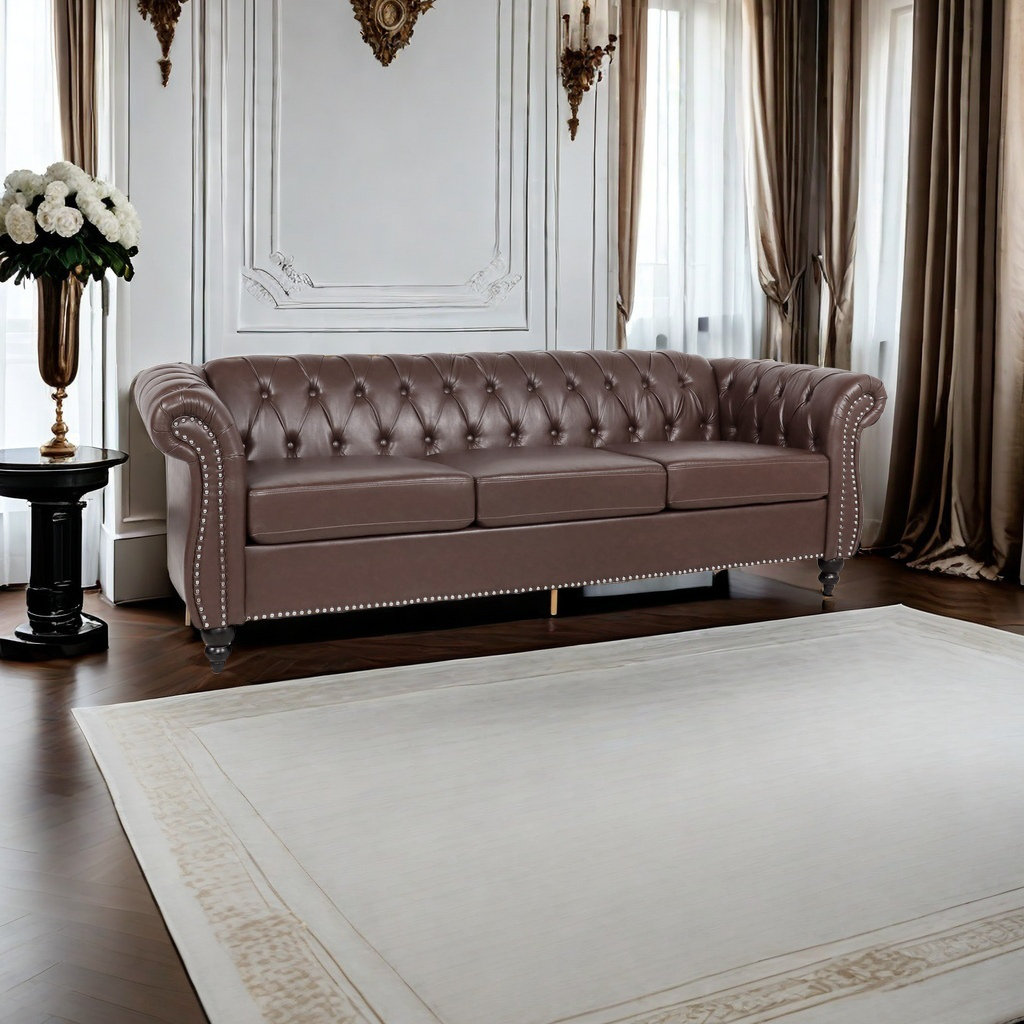 Darby Home Co 84" Classic Chesterfield Sofa in PU Leather with Foam ...