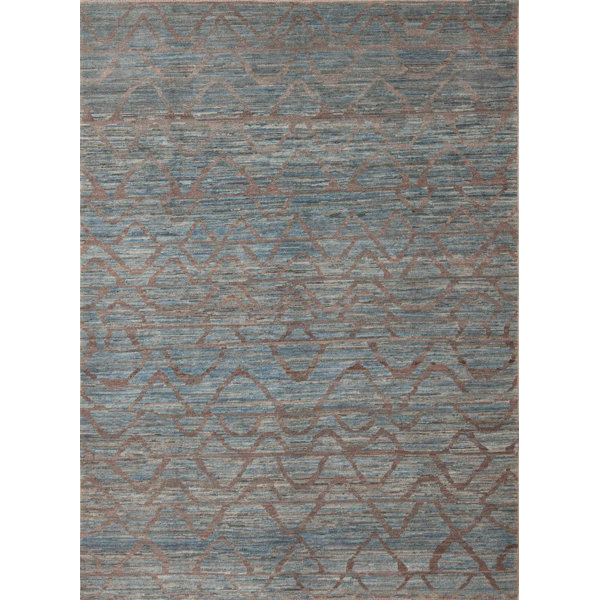 Nazmiyal Collection One-of-a-Kind Blue/Brown Contemporary Abstract Wavy ...