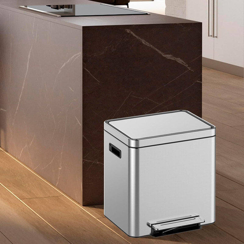 Sangdo Stainless Steel Step On Multi-Compartments Trash & Recycling Bin ...