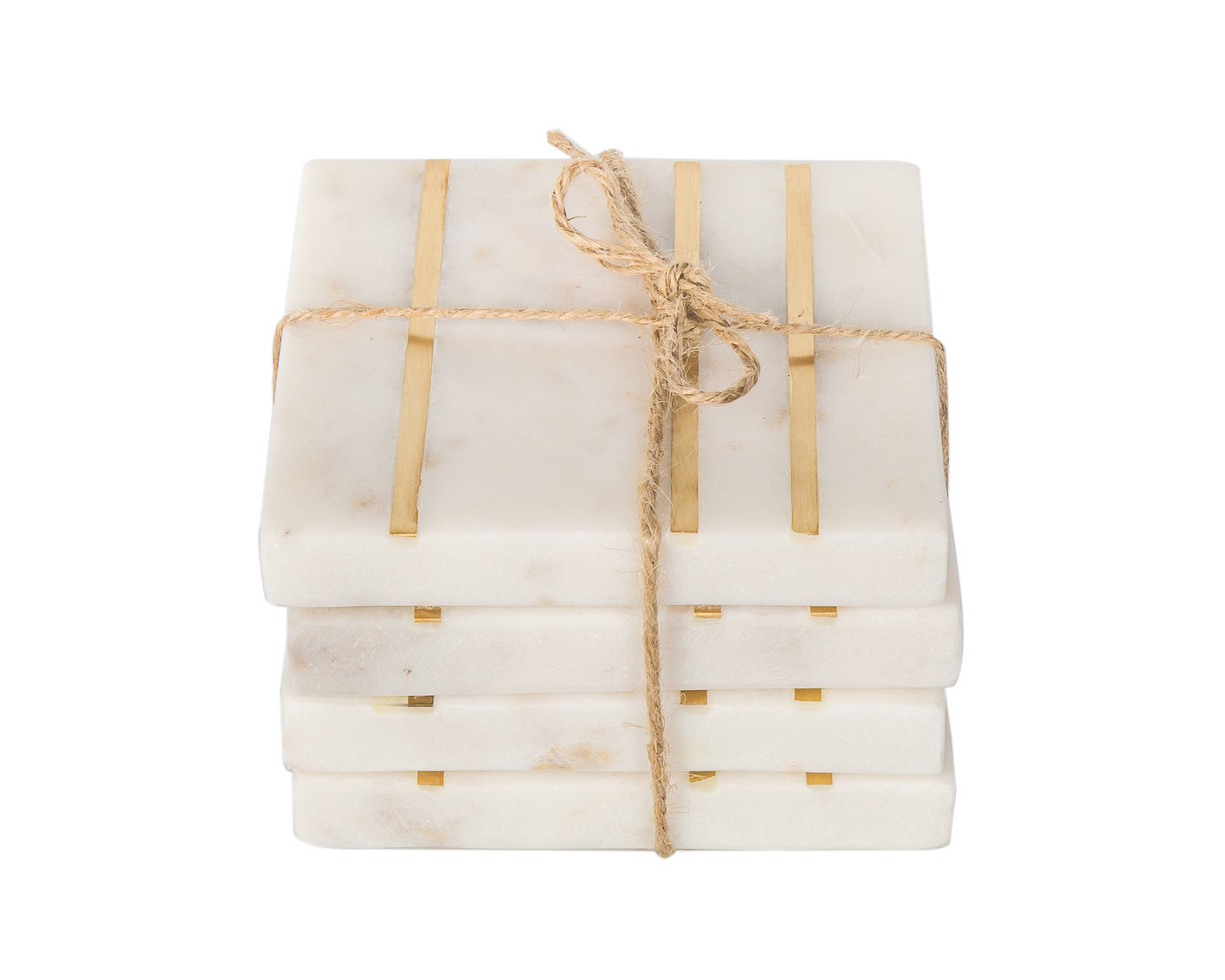 Godinger Silver Art Co Broome Gold Inlay Marble Square Coaster Set ...