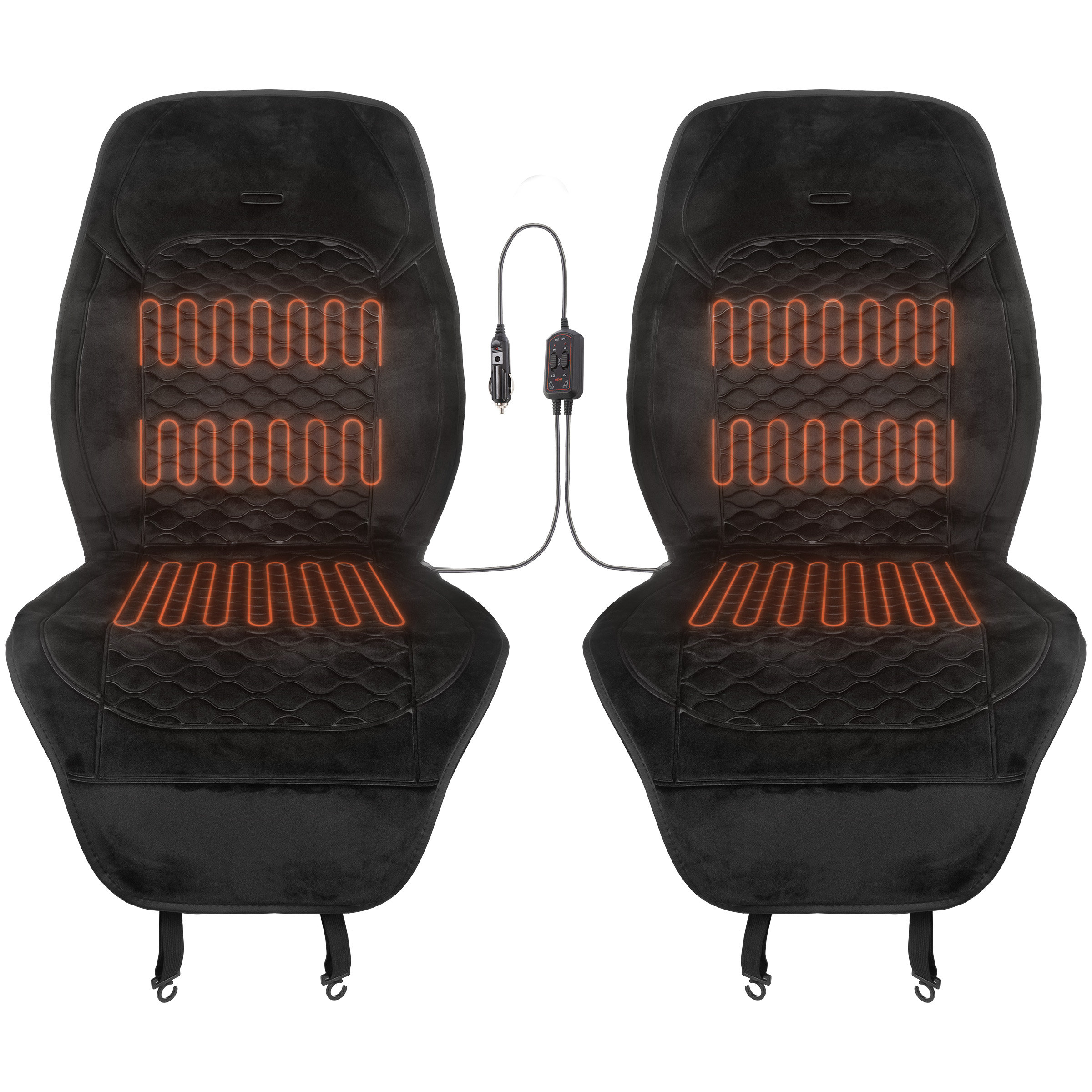 Stalwart 12V Heated Seat Covers for Cars 2-Pack - Heating Pads for Car ...