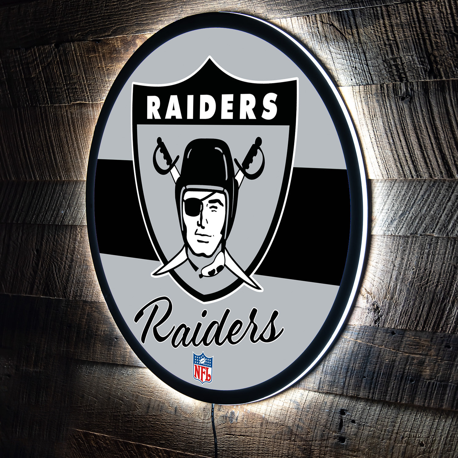 Evergreen Enterprises, Inc Las Vegas Raiders LED Vintage Logo Round Lit ...