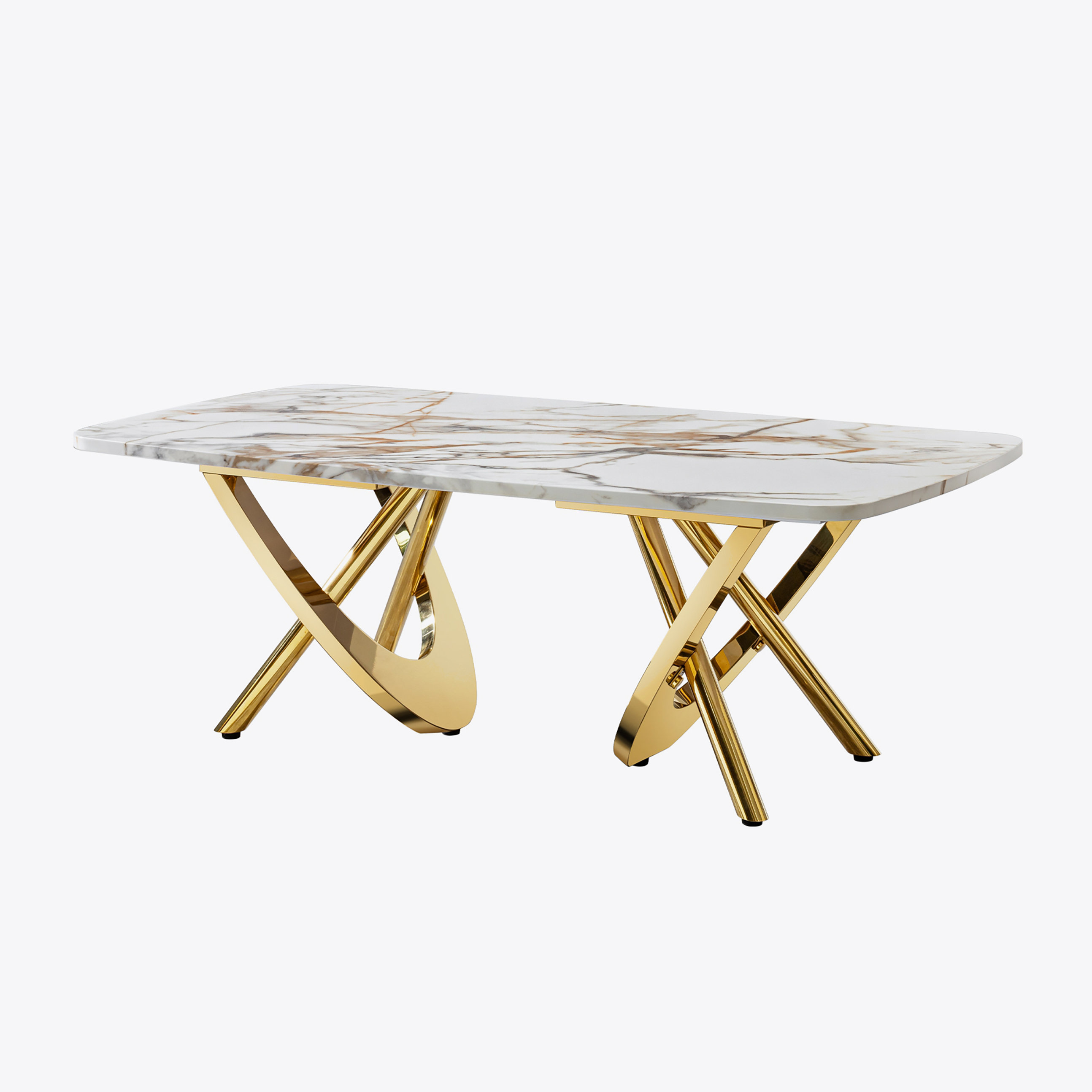 Everly Quinn Gold stainless steel marble pattern coffee table | Wayfair