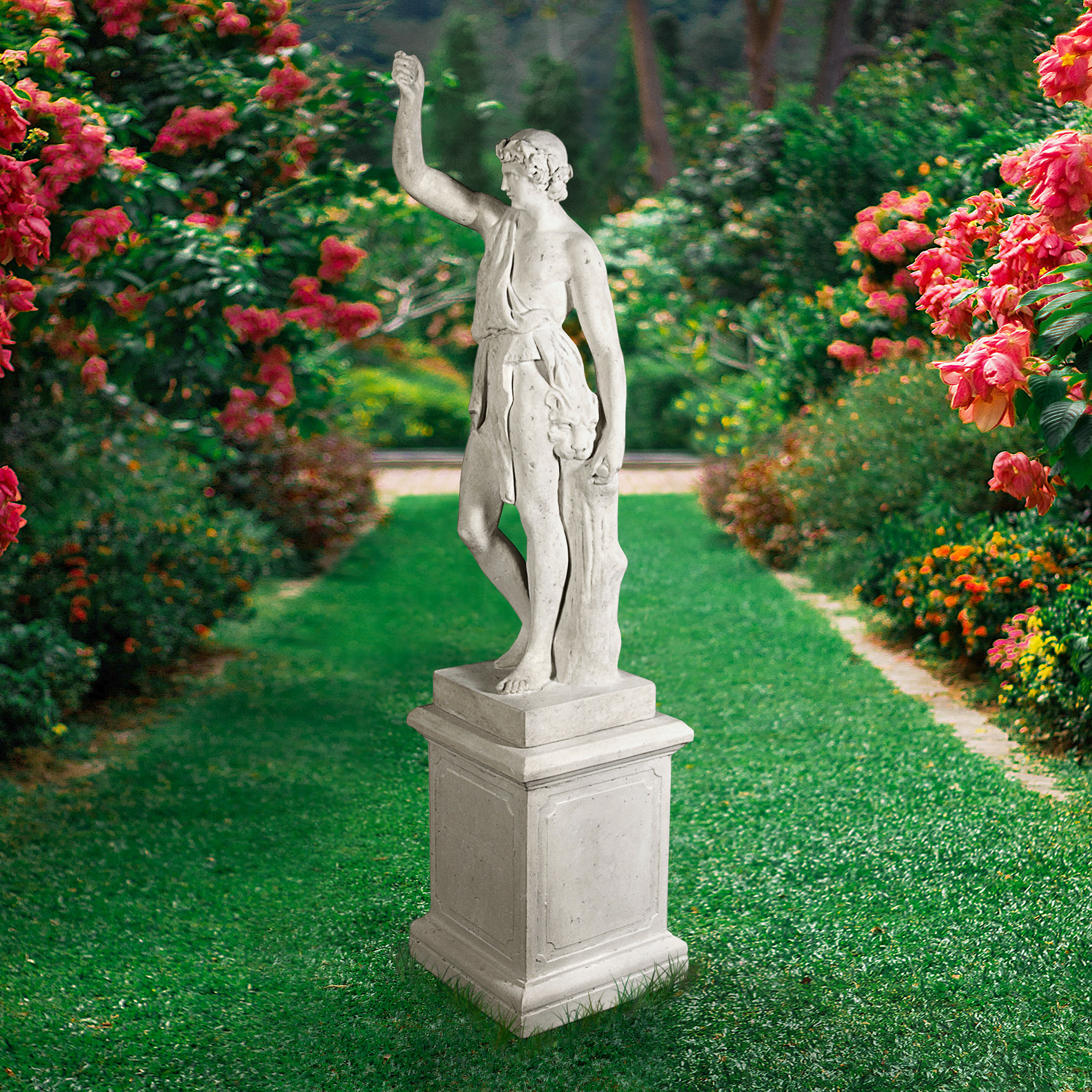 Design Toscano Hercules with Nemean Lion Pelt Garden Statue with Plinth ...