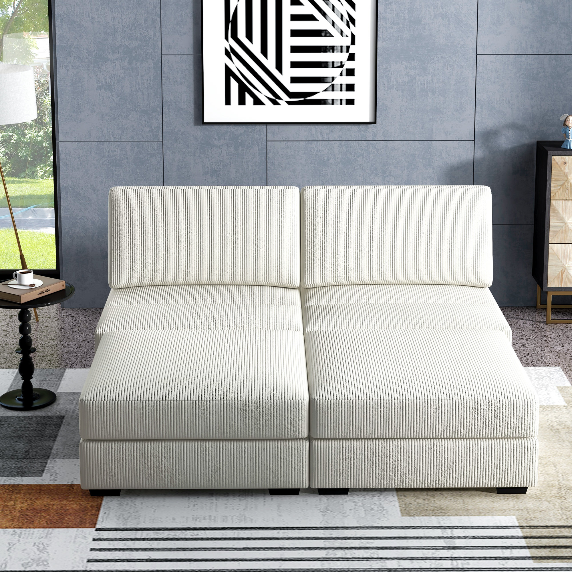 Latitude Run® Beathe 76'' Wide Modern and Soft Corduroy Modular ...