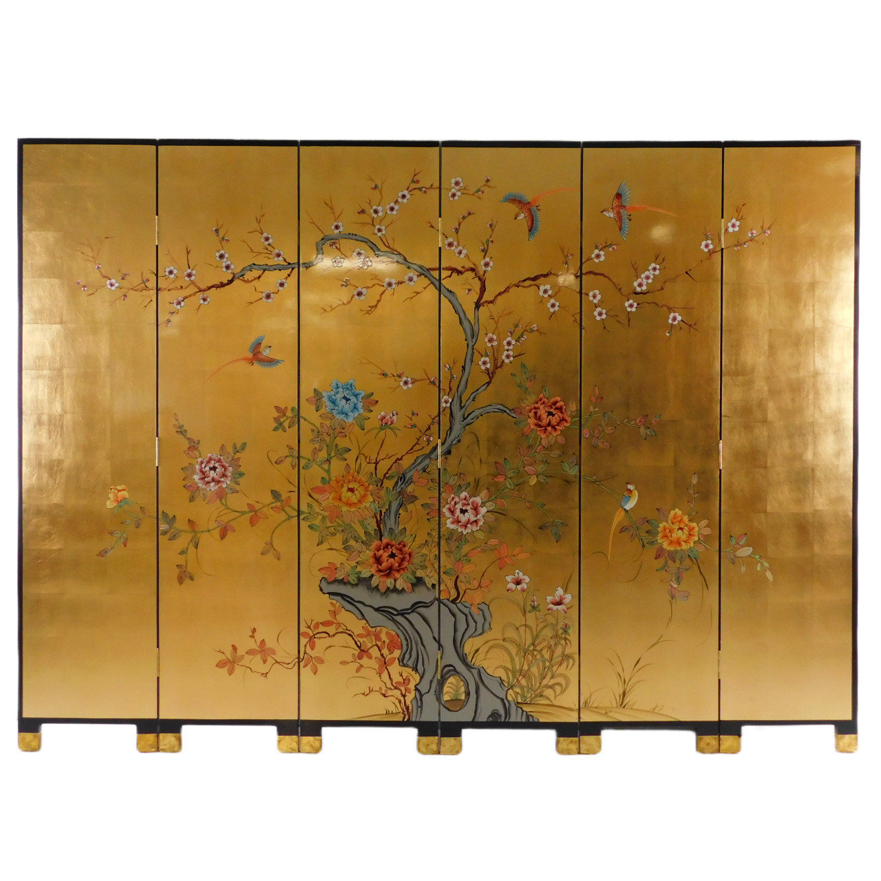 Bloomsbury Market Oriental Six Panel Gold Leaf Room Divider | Wayfair