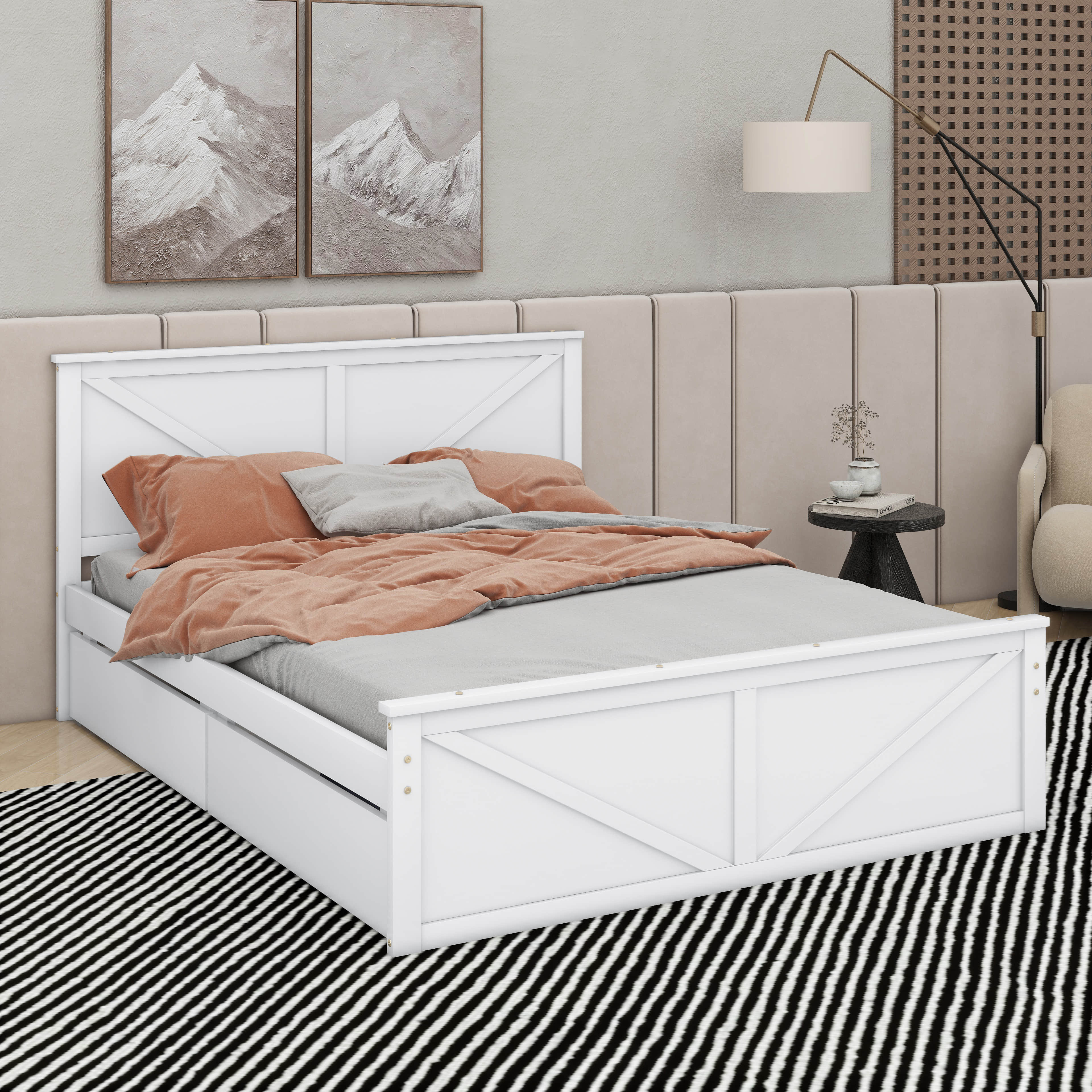 Gracie Oaks Randah Wooden Platform Bed With Four Storage Drawers ...