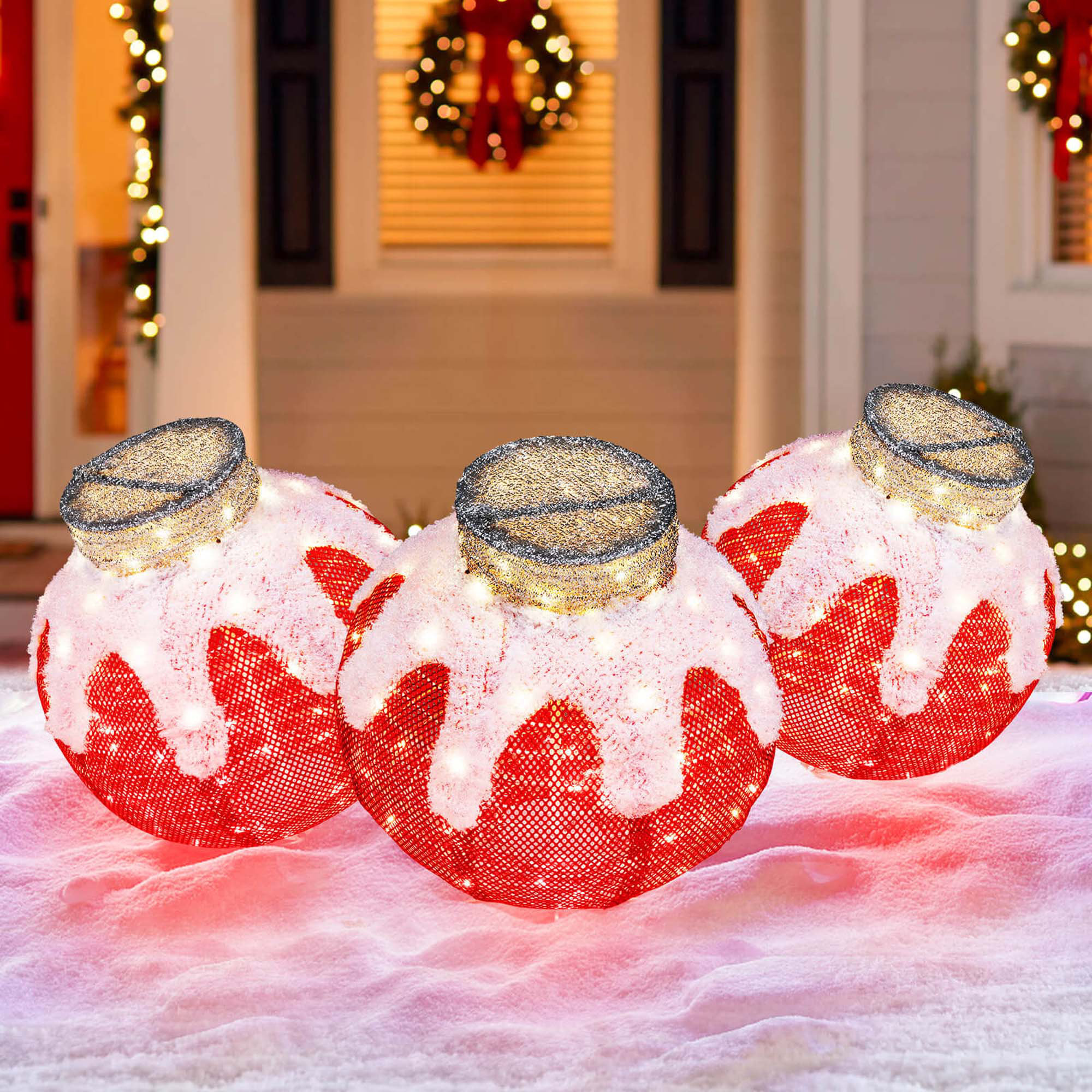 Fleur De Lis Living Outdoor Christmas Lantern, Pop-up Lighted Festive ...