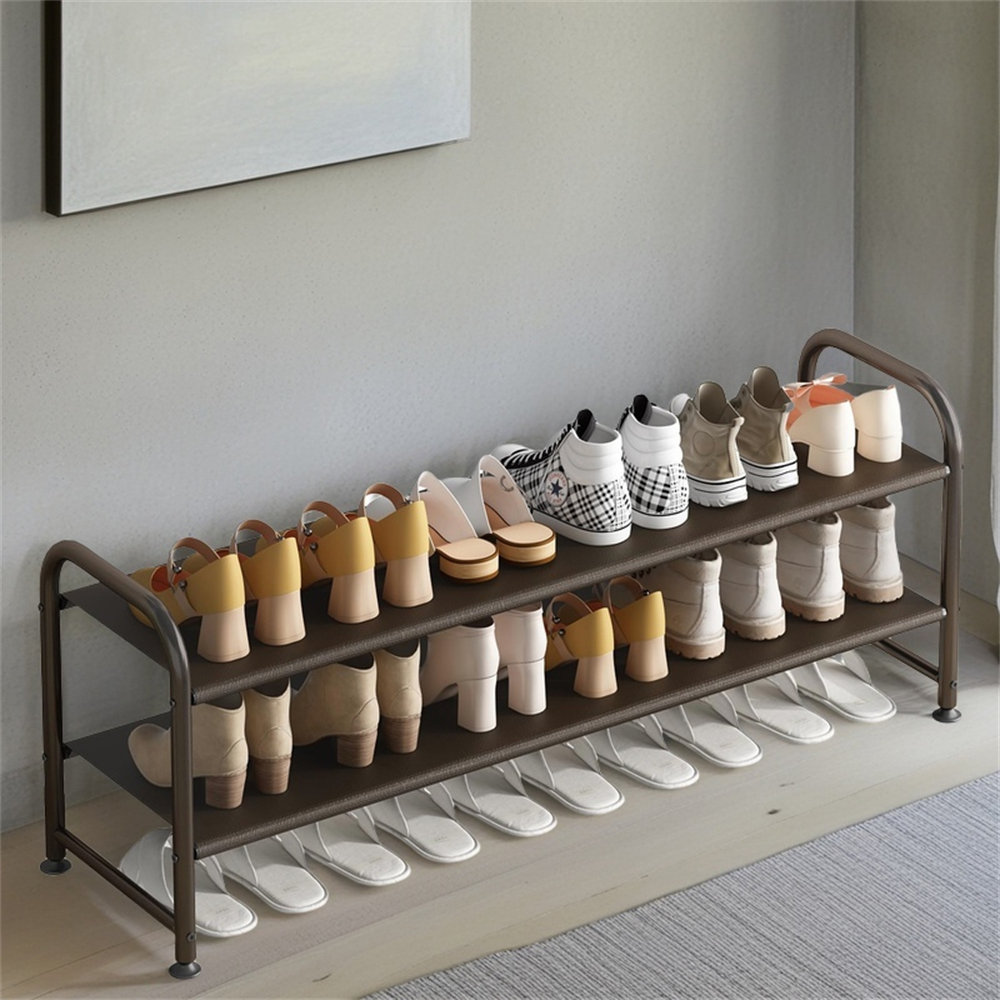 Rebrilliant 2-Layer Shoe Rack With Long Storage Shelf, Wardrobe ...