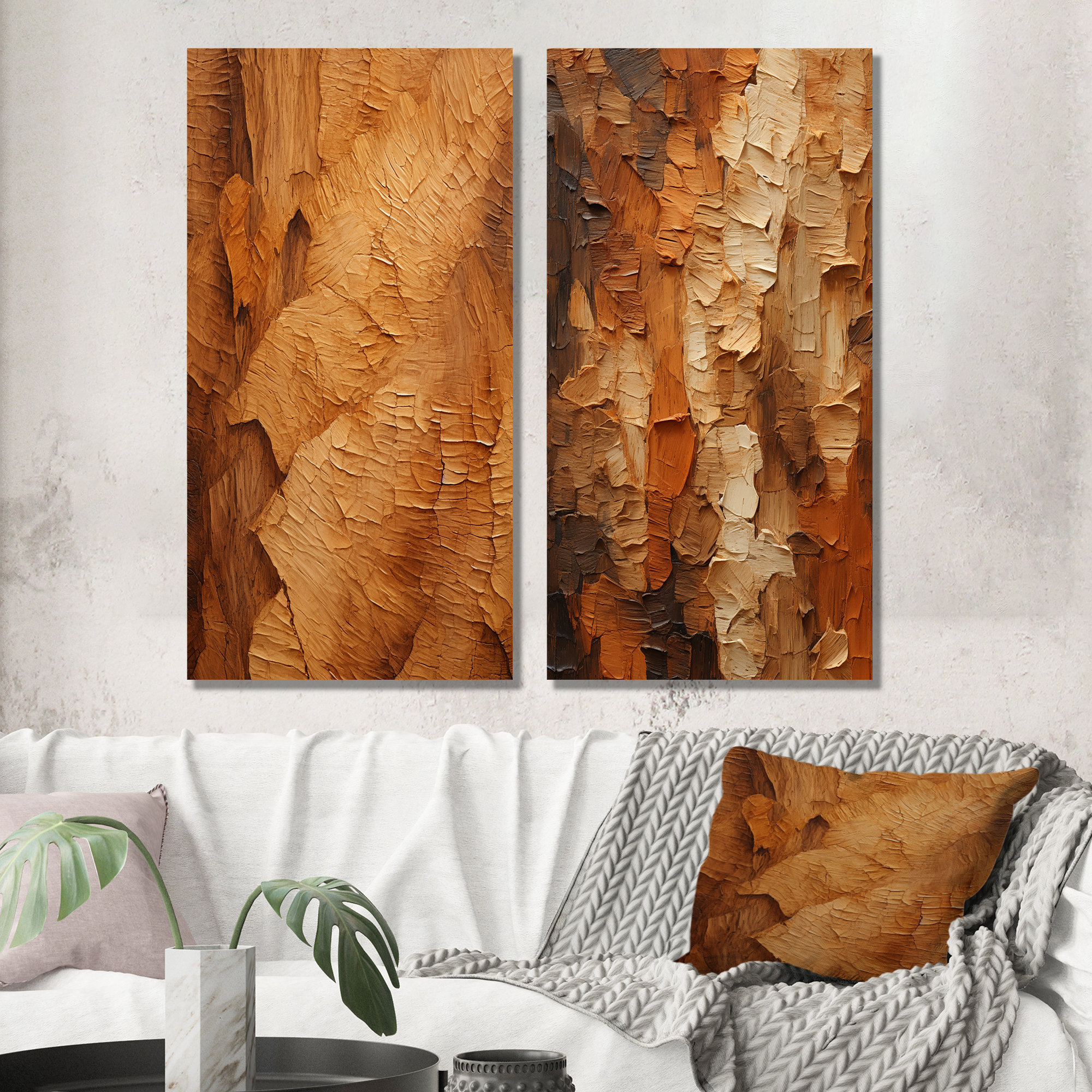 Ebern Designs Brown Tree Bark Essence II - Tree Canvas Art Print Set Of ...