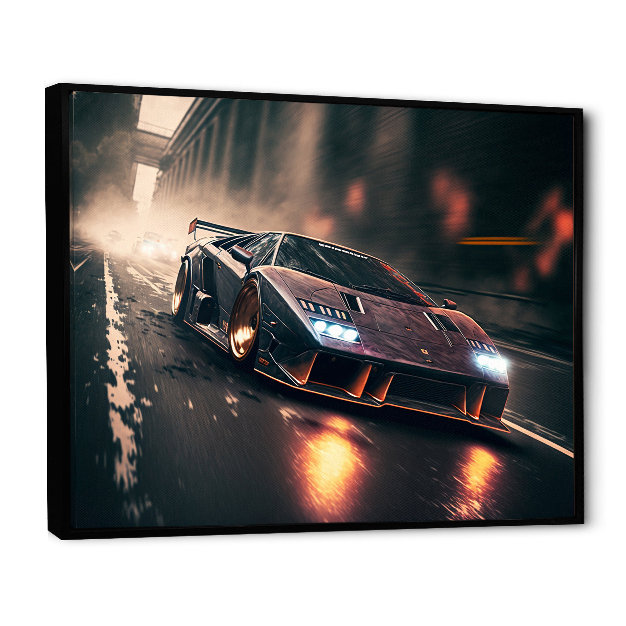 17 Stories Red Italian Lambo Sports Car Racing in Urban Setting III ...