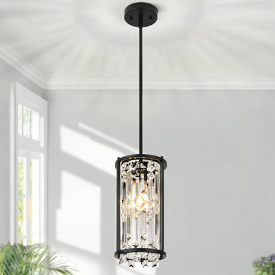 Mercer41 Crystal Pendant Lighting Modern Cylinder Chandelier Adjustable ...