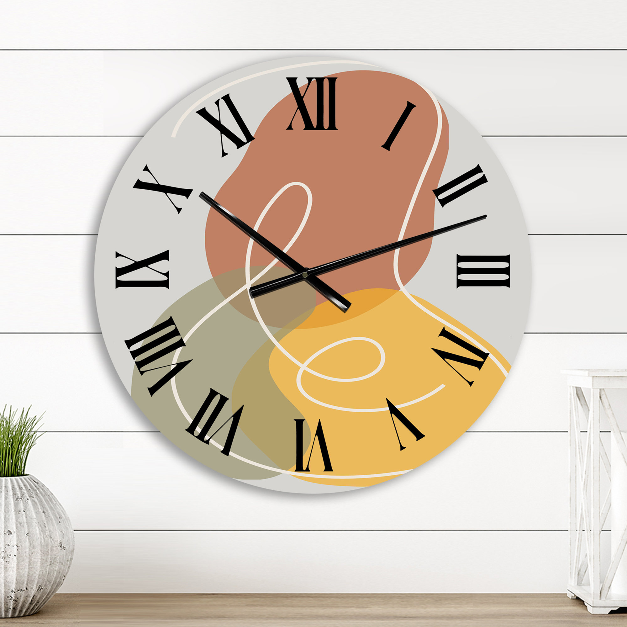 East Urban Home Boho Minimal Line Art III Wall Clock | Wayfair