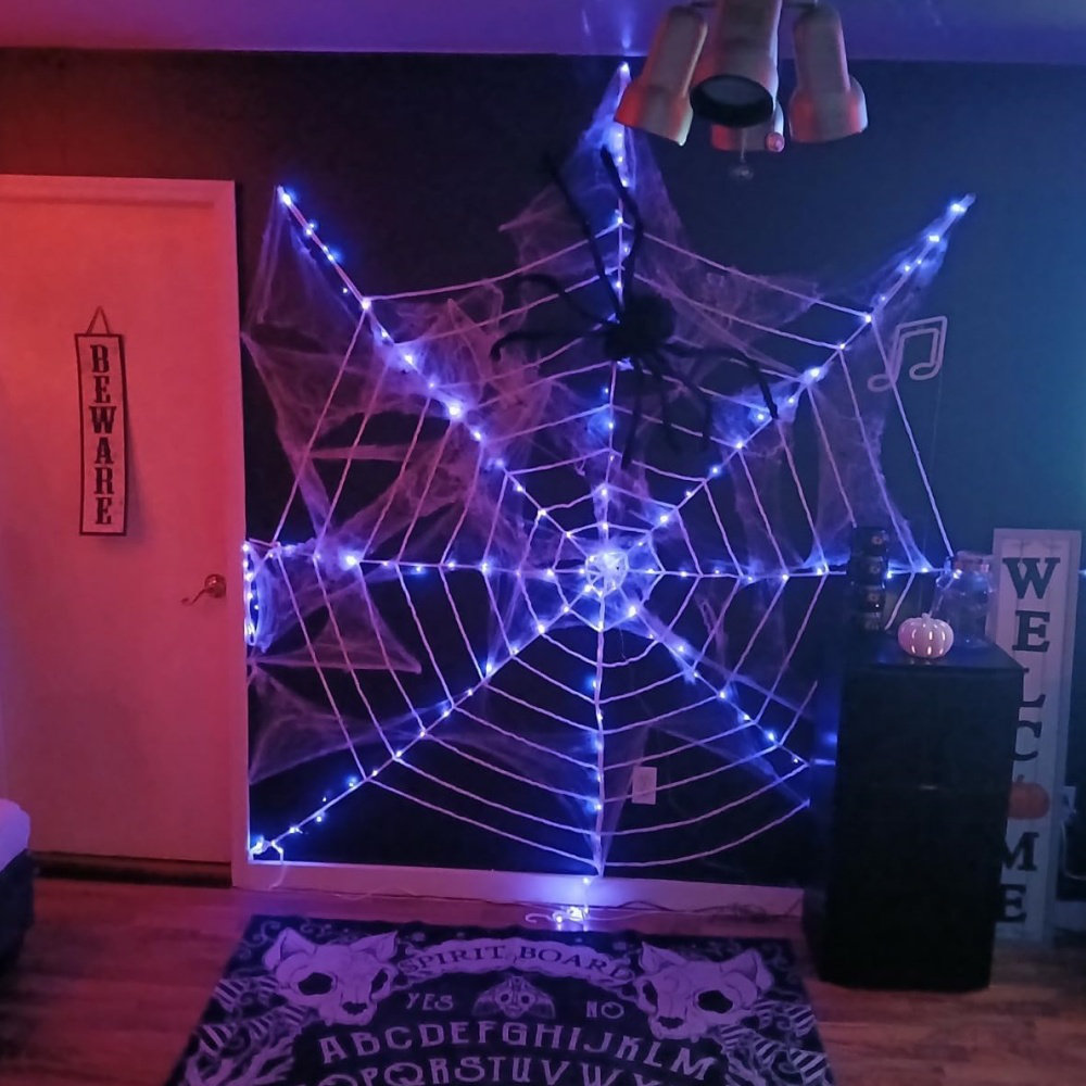 The Holiday Aisle® Halloween Decorations, 9FT Diameter Spider Web ...