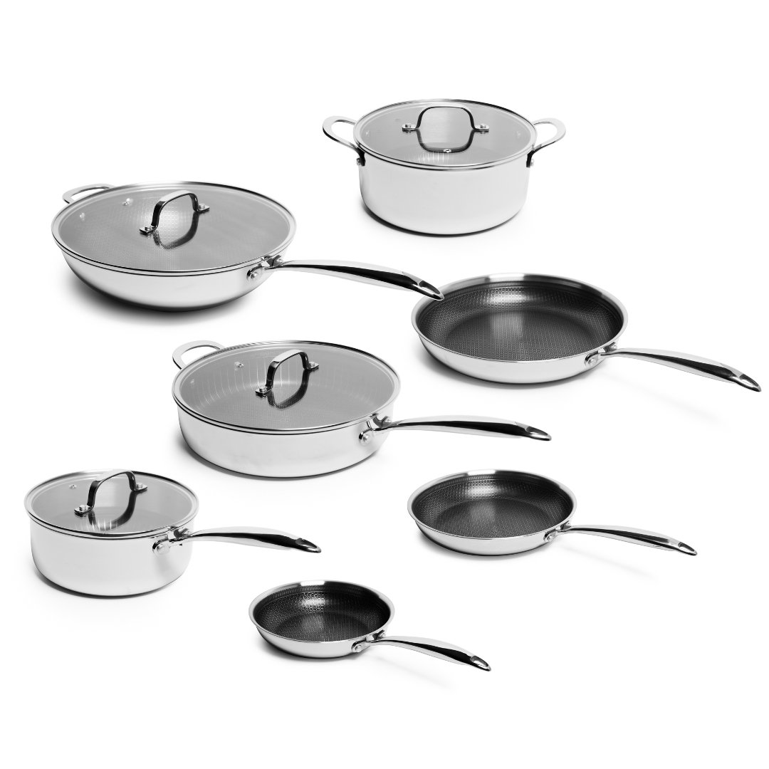 Lexi Home Modern Kitchen Basics Nonstick Stainless Steel Cookware Set ...