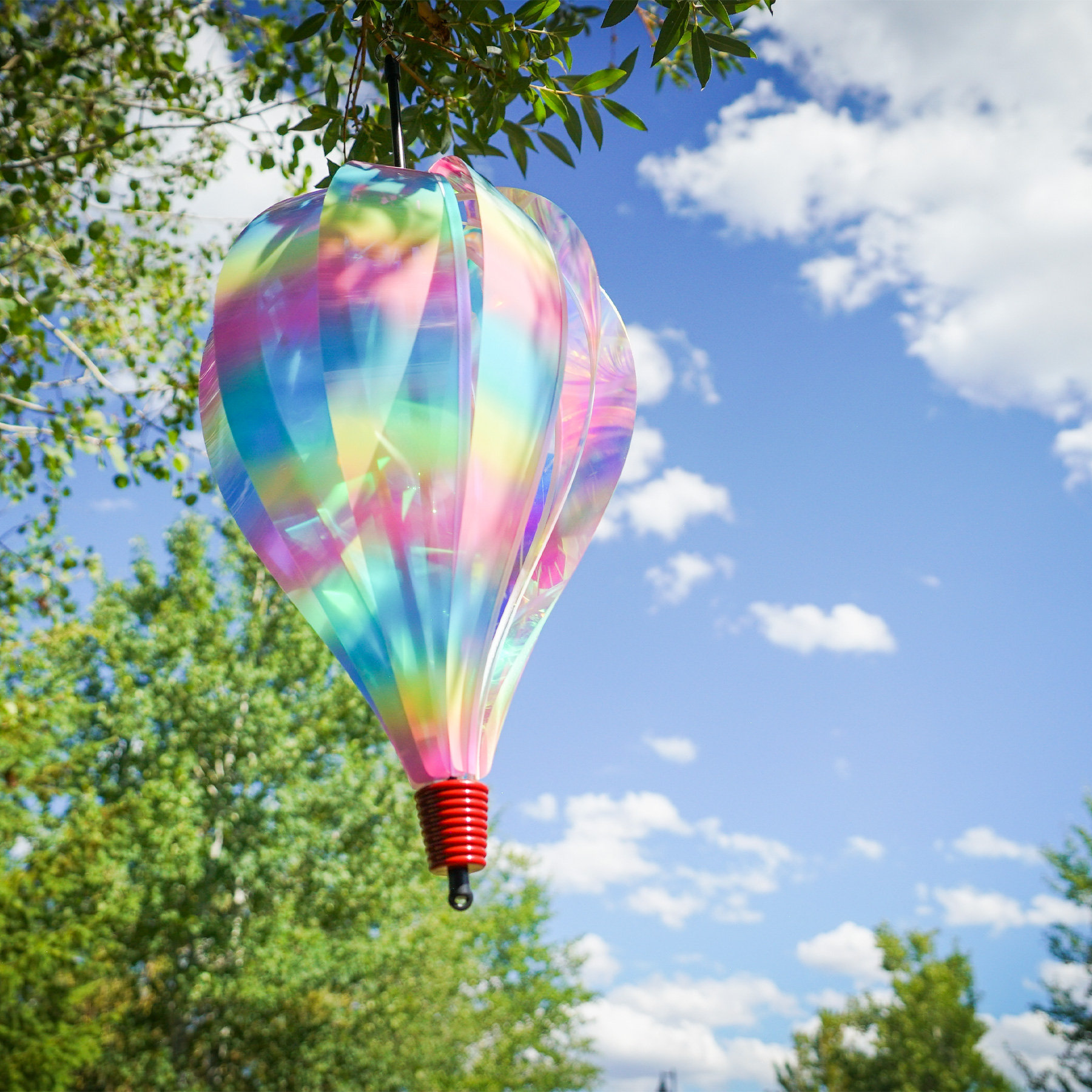 In The Breeze Striped Iridescent 10-panel Hot Air Balloon Spinner | Wayfair