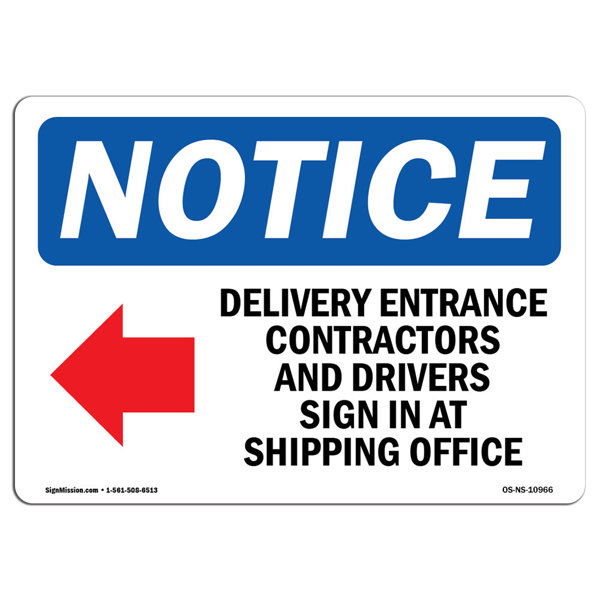 SignMission Delivery Entrance Contractors Sign | Wayfair