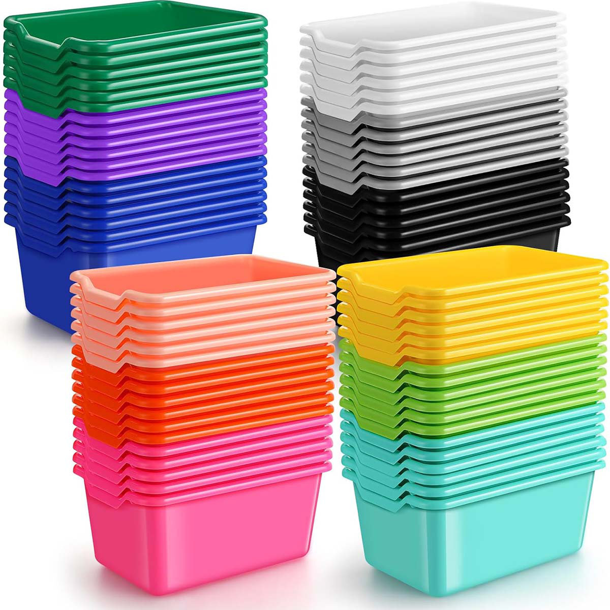 KINOFO 24 Pcs Plastic Cubby Bins Classroom Cubby Organization Book Bins ...