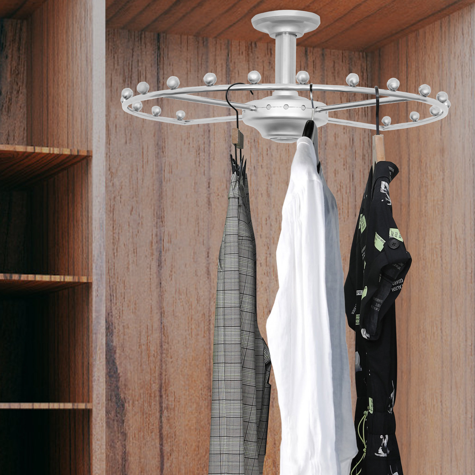 Latitude Run® Rotating Round Closet Rod 16.5In(D) X 6.3In(H) | Wayfair