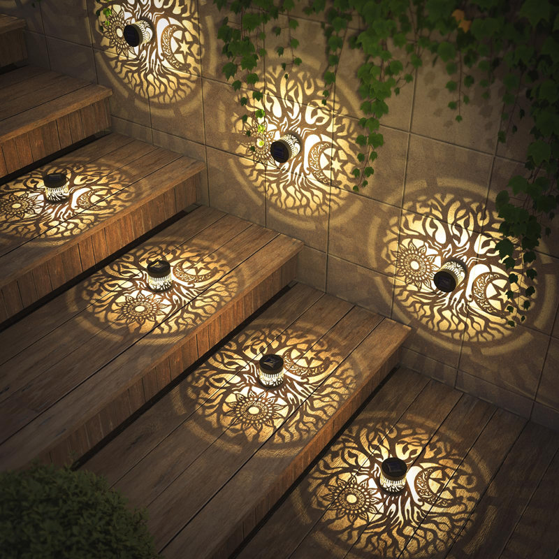EKQ 2 Pack Solar Fence Lights Solar Outdoor Wall Lights Metal Solar ...