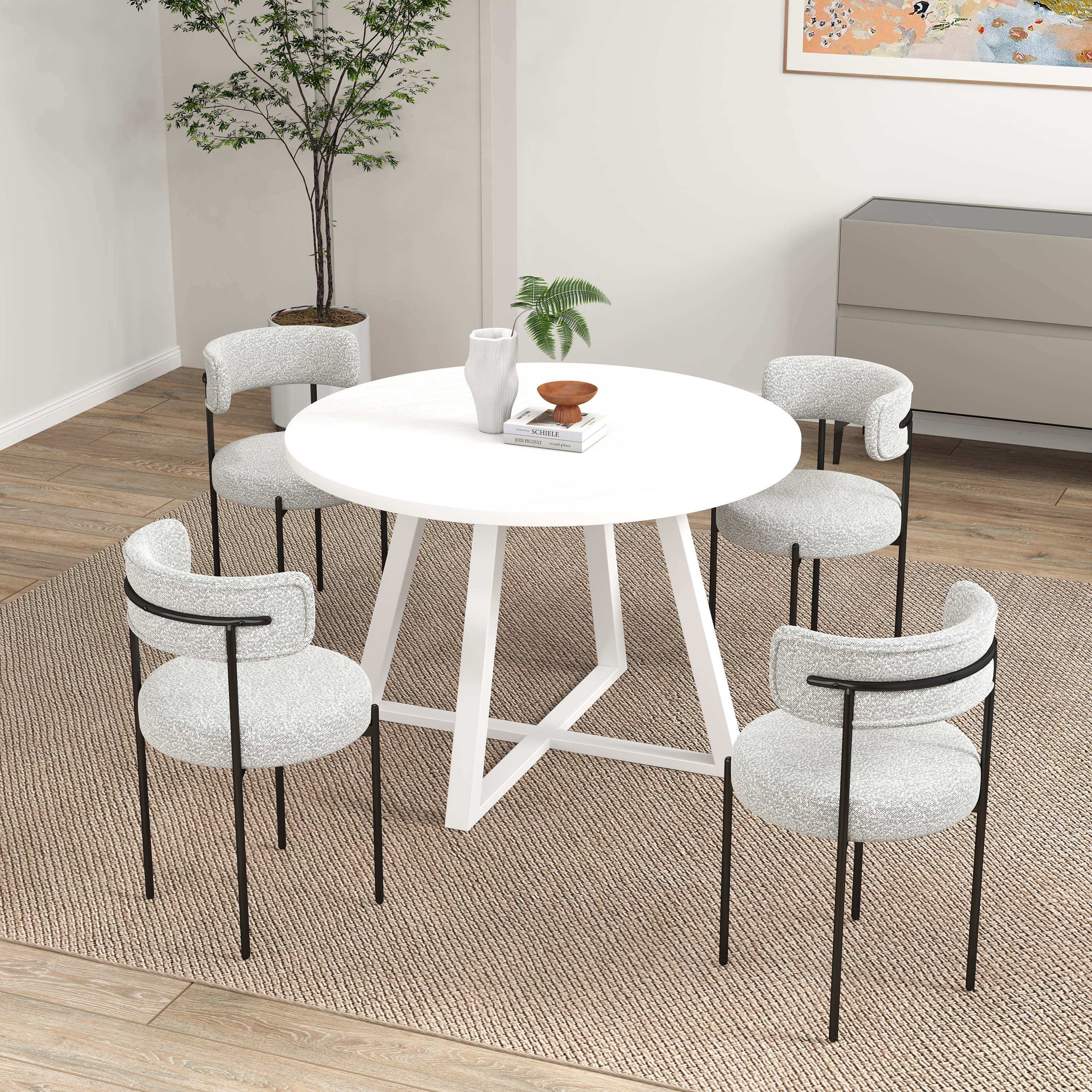 Latitude Run® Durban 5-Piece Round Dining Set, Trestle Dining Table ...