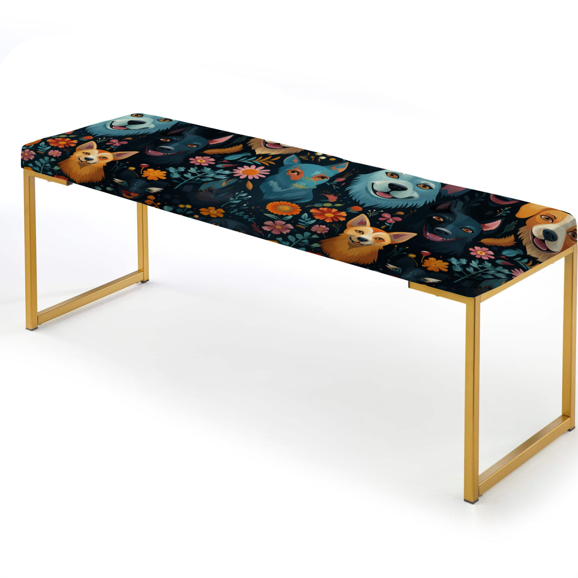 East Urban Home Irby - Animal Print Upholstered Gold Bench | Wayfair